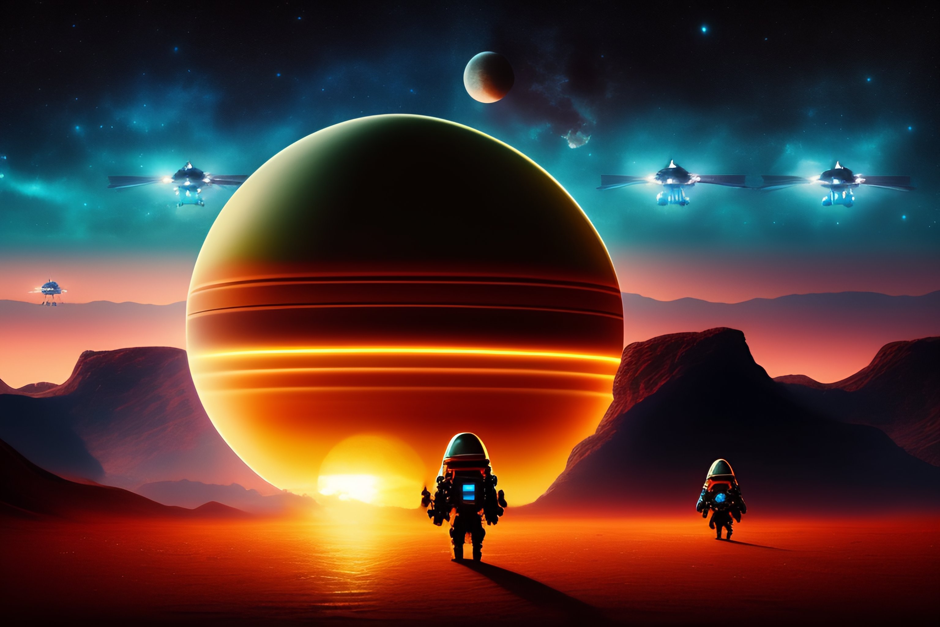 Lexica - Space Invaders are threatening an alien family, scene from ...