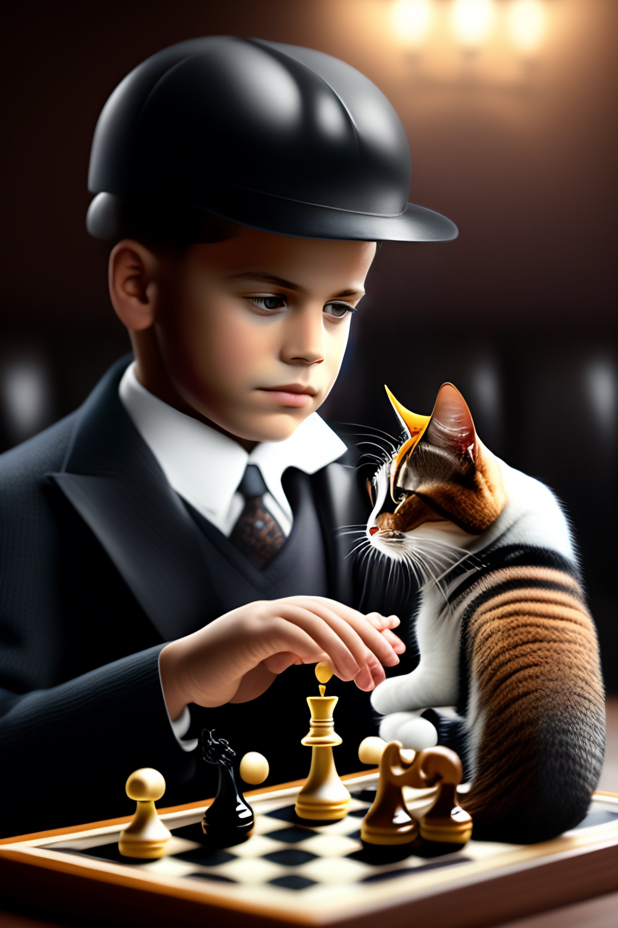 Lexica - Mittens playing chess