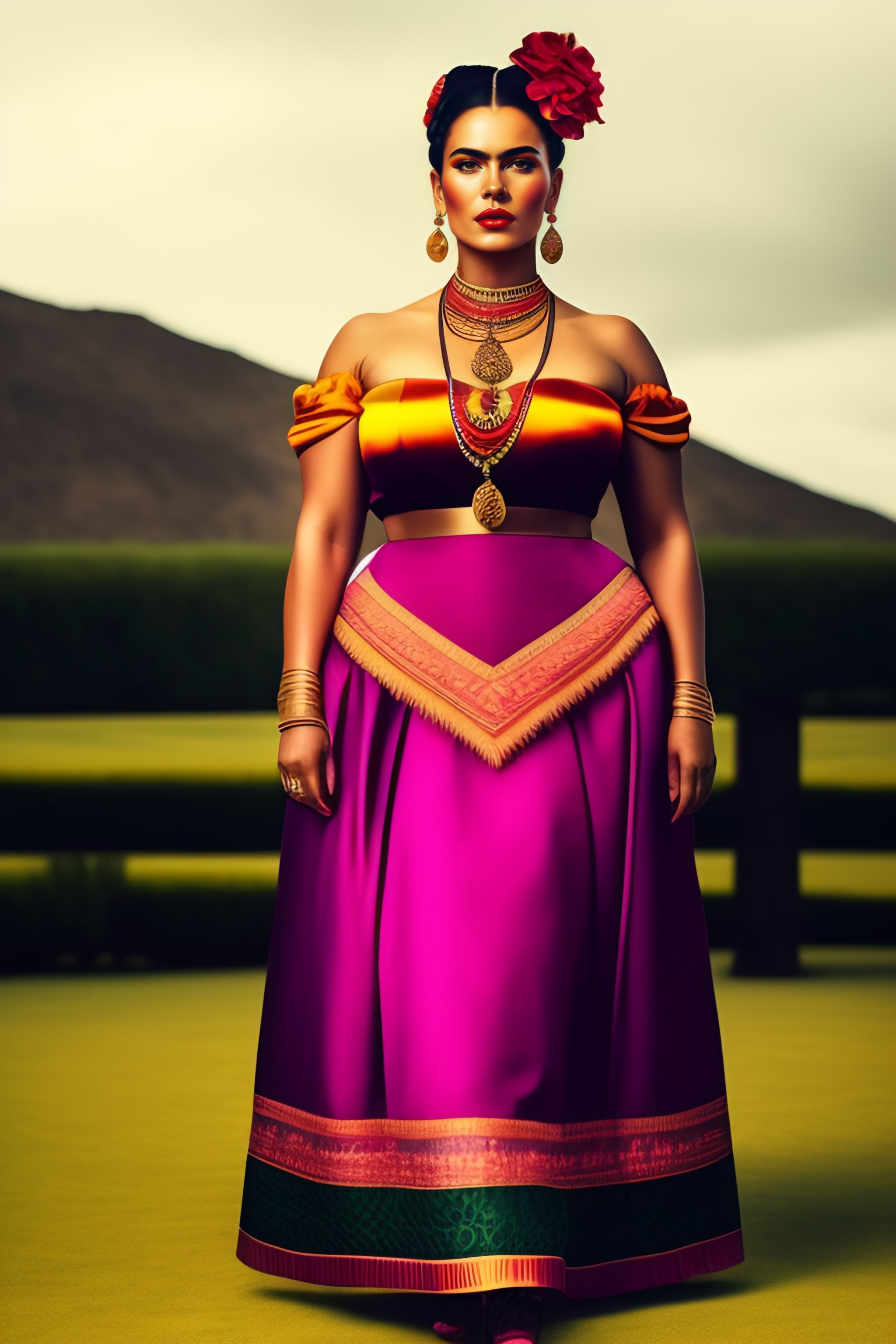 Lexica - A woman,[blond],[full body], [style Frida Kahlo]