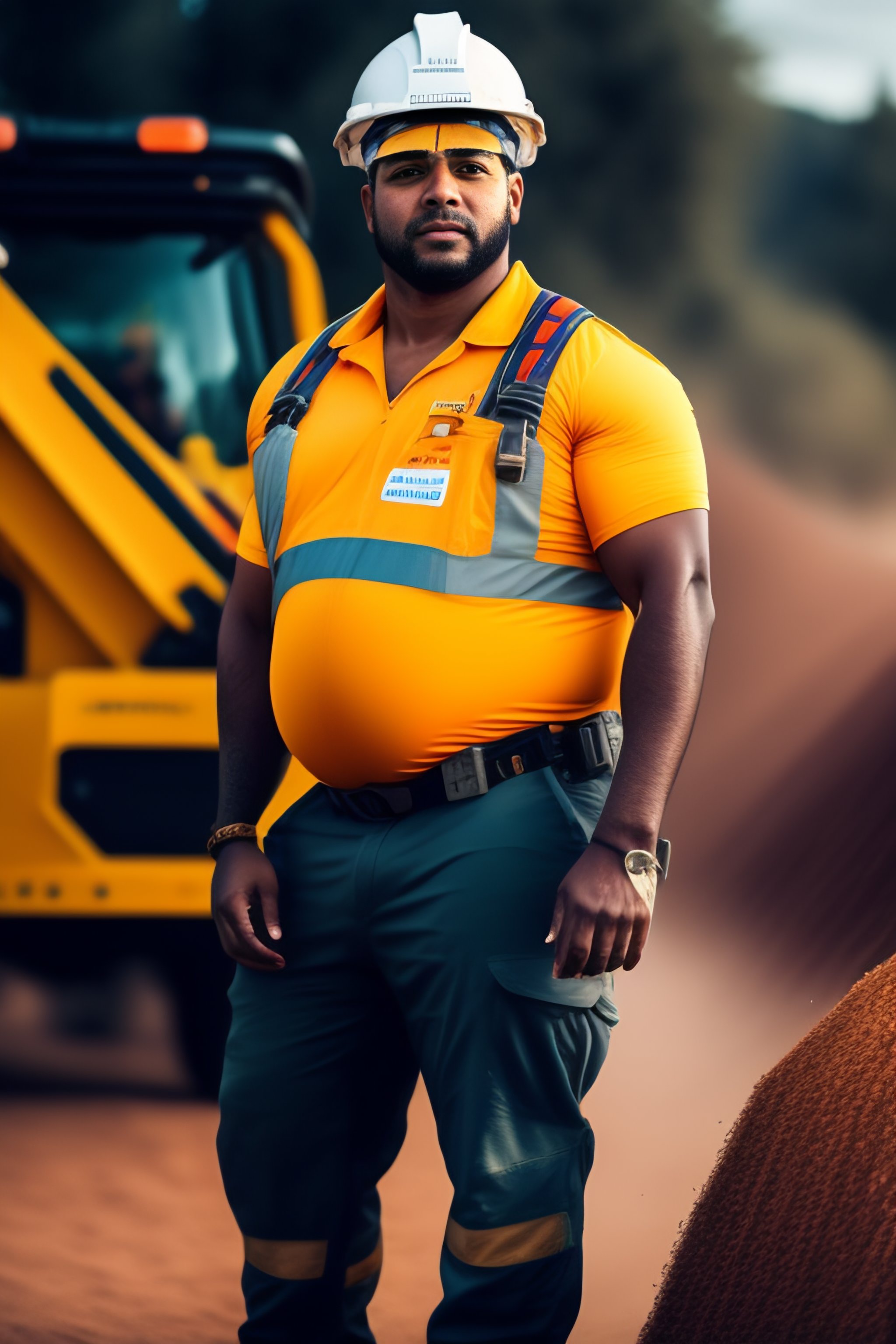 Lexica - A construction worker, with a (very large round belly ...