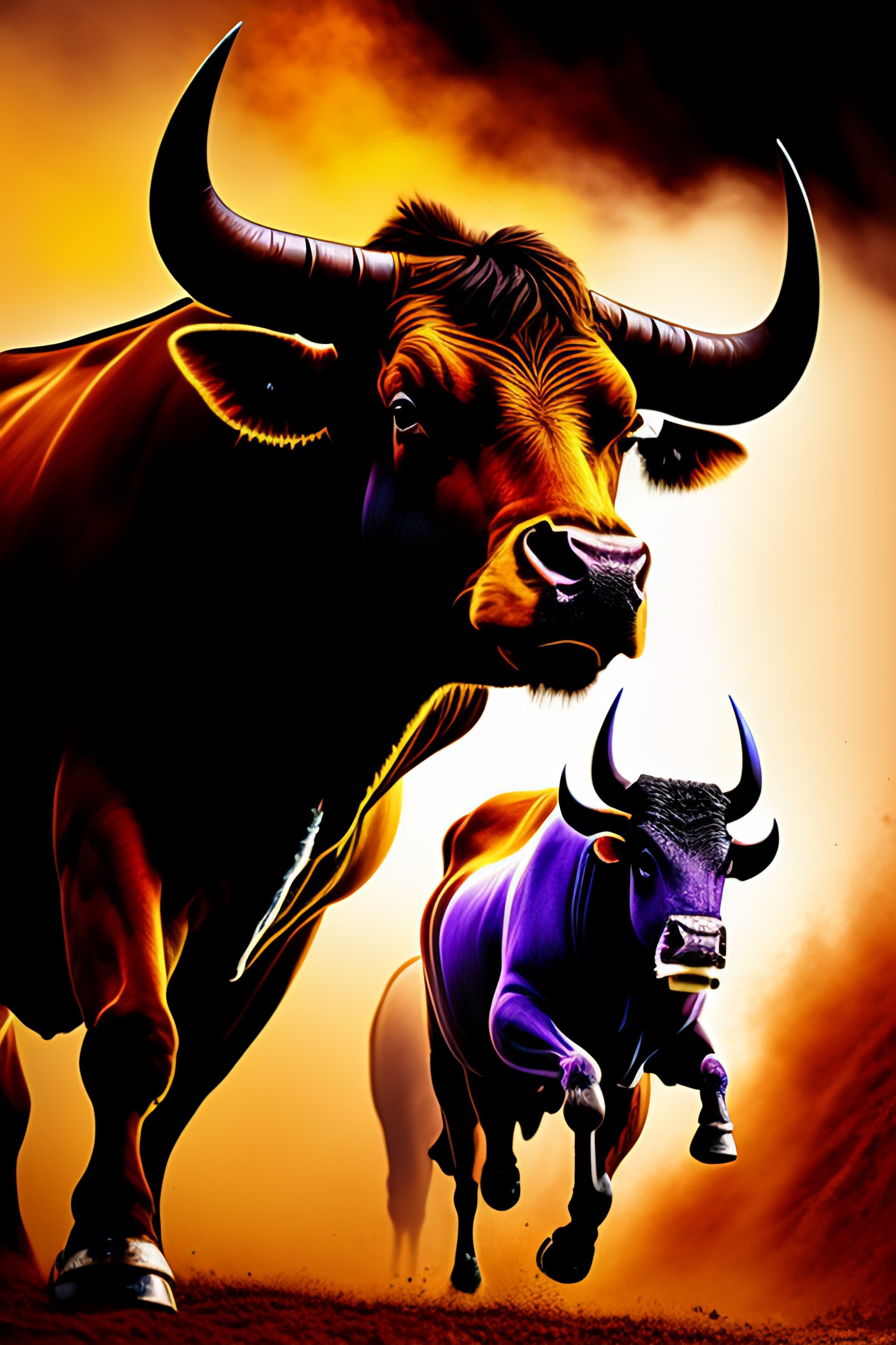 Lexica - An insane bull, rearing up, in the style of paul pope