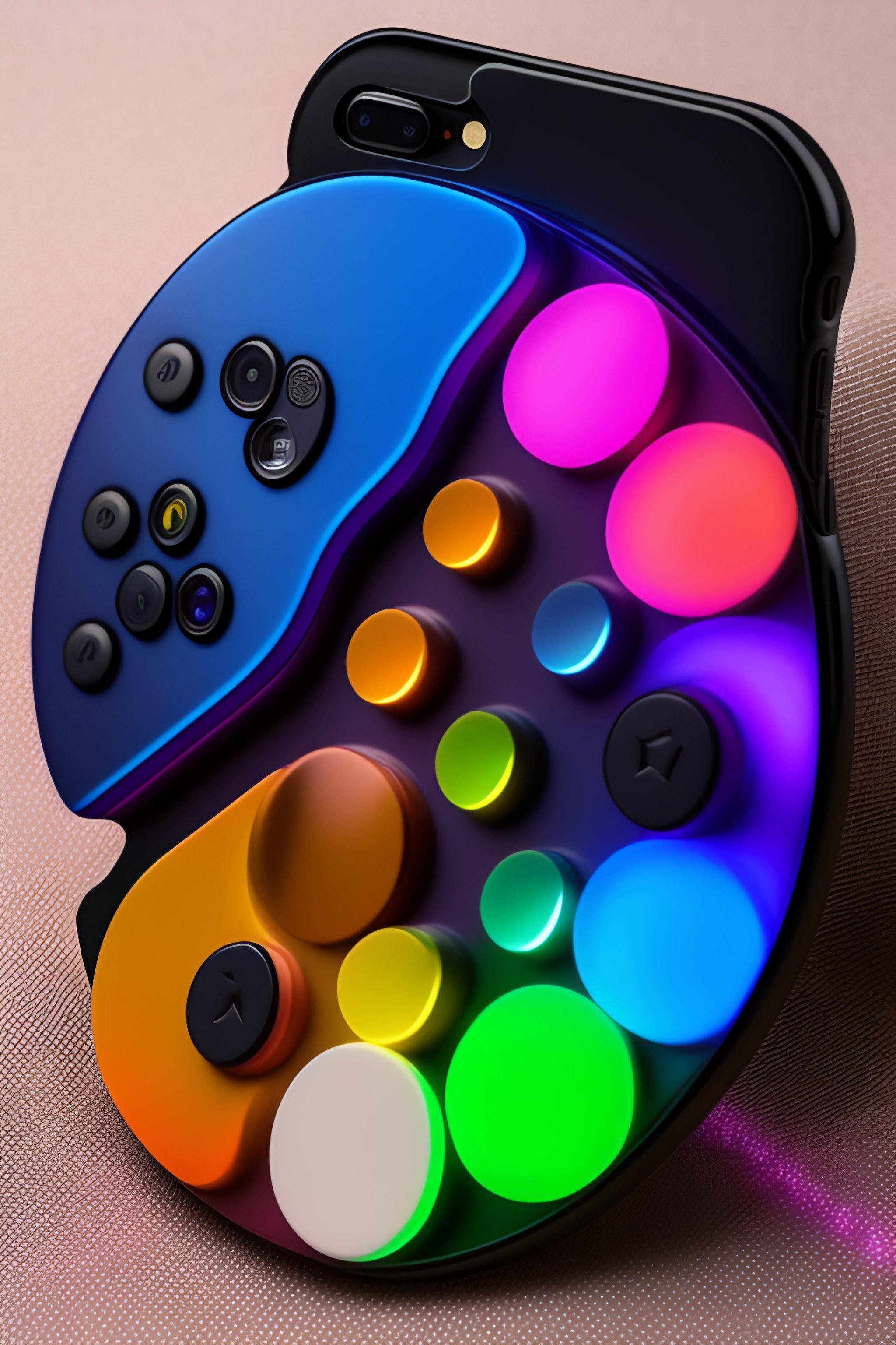 Lexica - Phone case with 4 extra colorful LED tactile buttons located ...