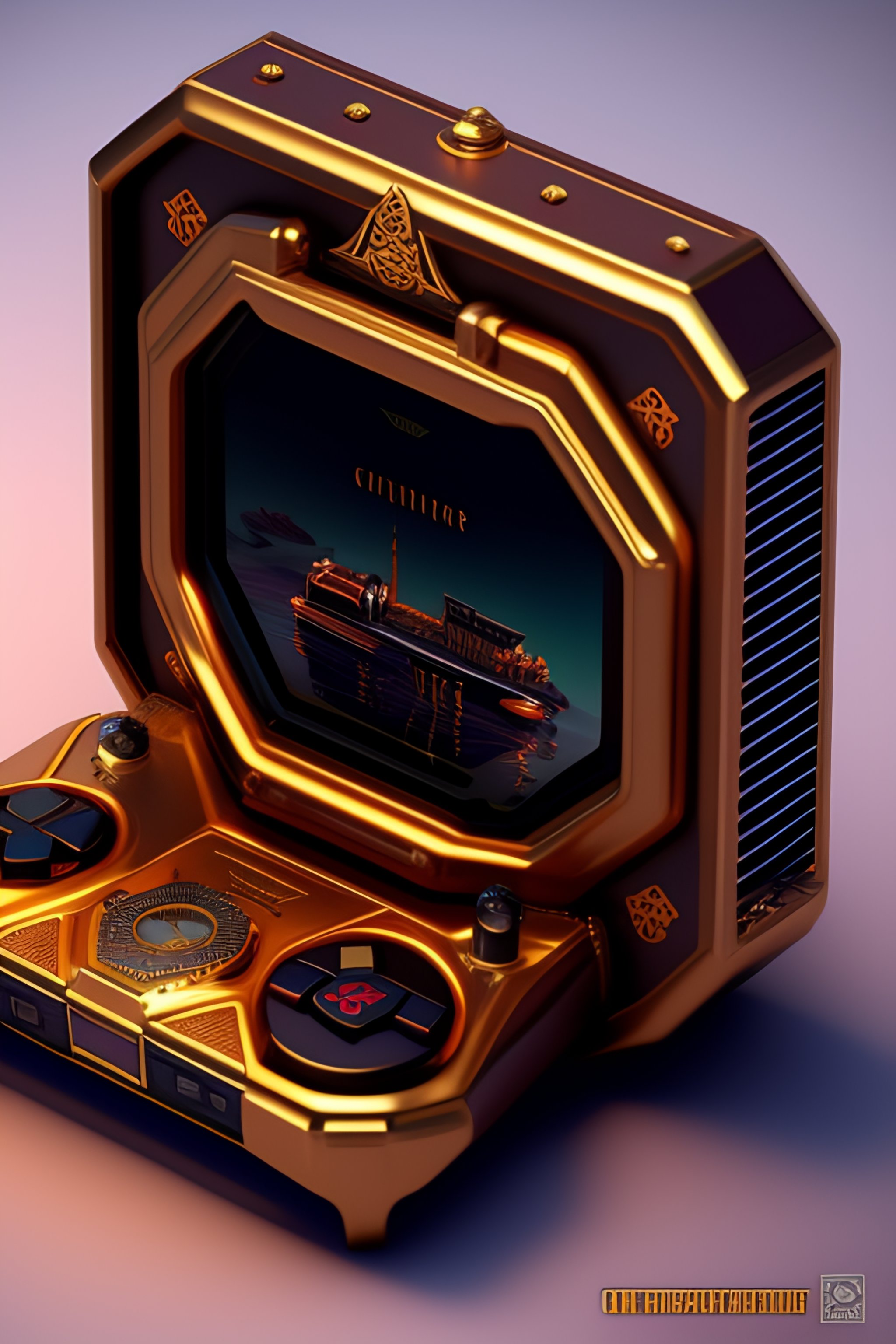 Lexica - A isometric digital painting of a steampunk PlayStation ...
