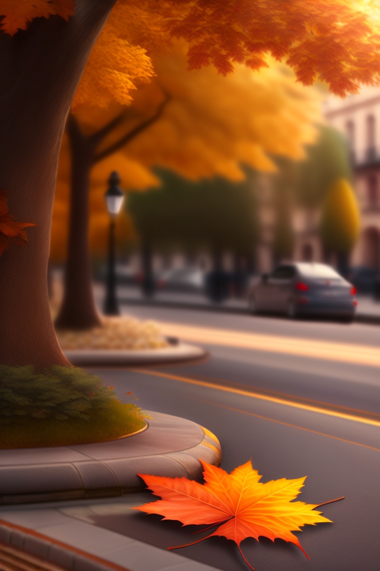 Lexica - Street,sidewalk,fag,fall,maple tree,Paris,