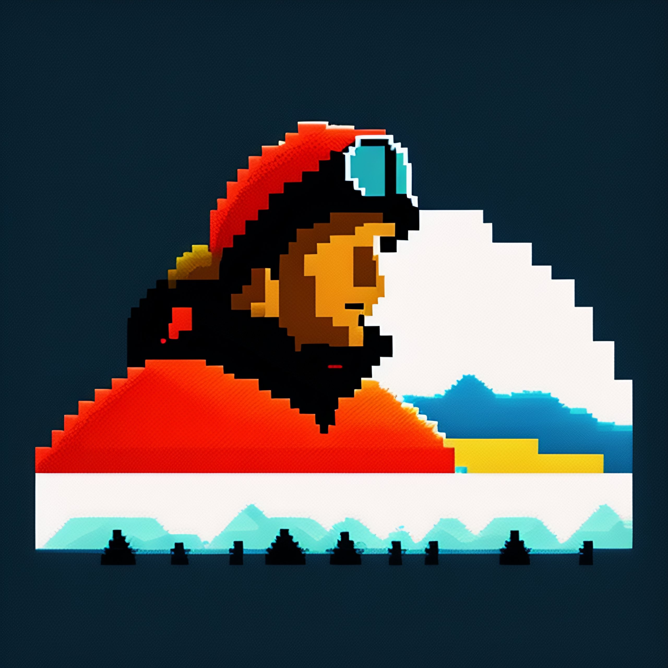 Lexica - Skier portrait in pixel art