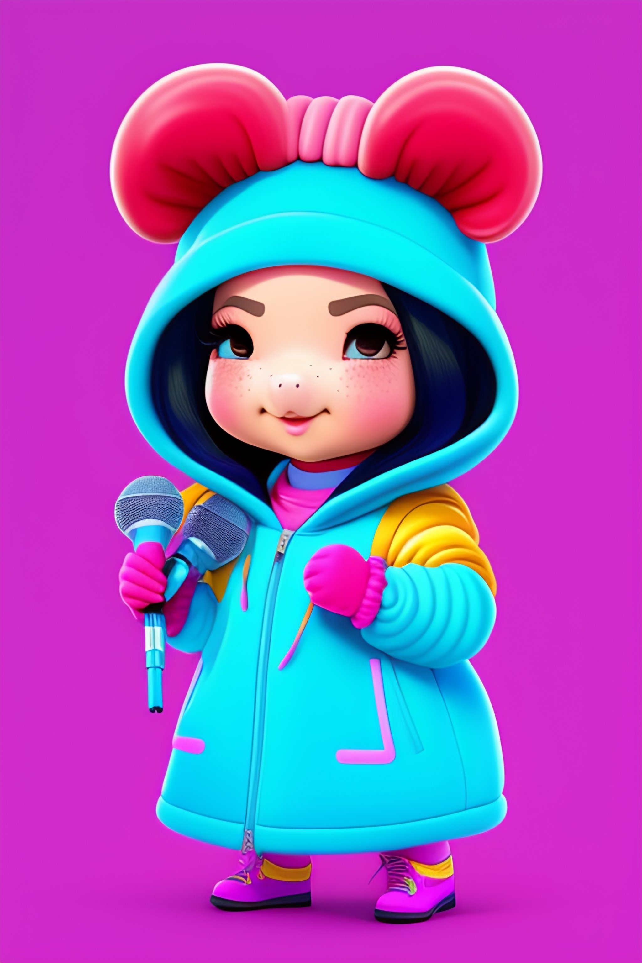 Lexica - A female as Peppa Pig, microphone, braided hair, pigtails, pig ...