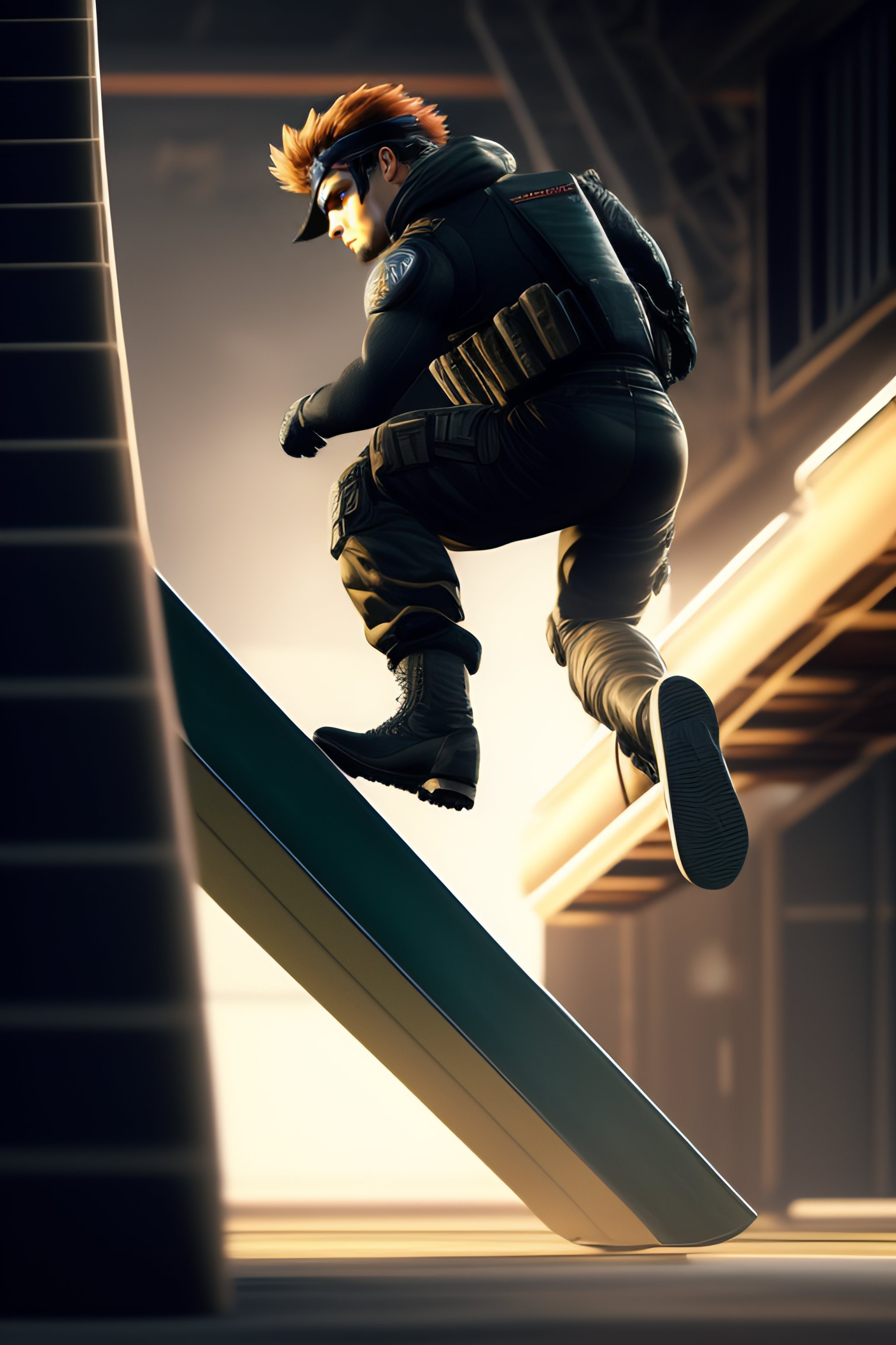 Lexica - Action shot of Solid Snake from Metal Gear doing a ...
