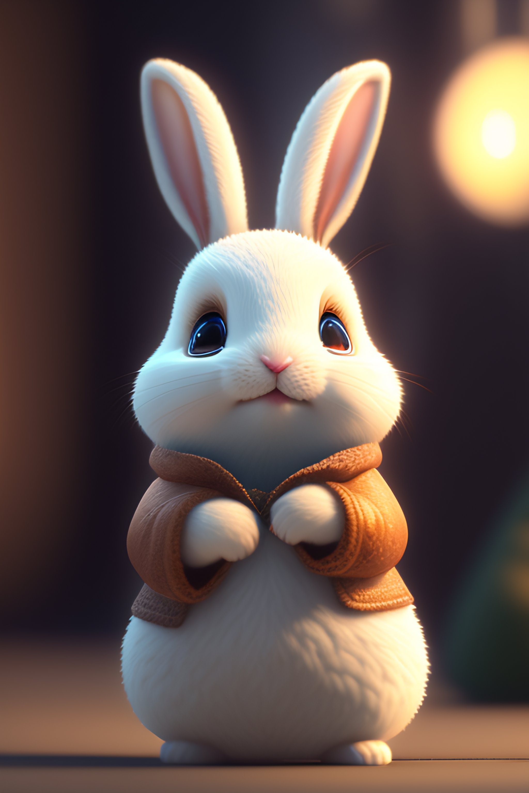 Lexica - Cute adorable little bunny waving and smiling greeting me ...