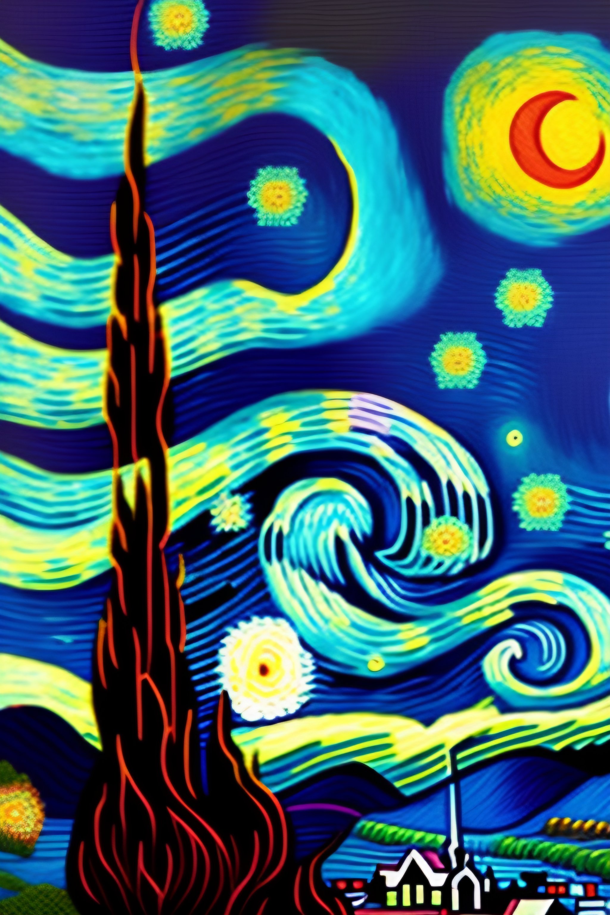 Lexica - A 8-bit graphic of Van Gogh's starry night in a more mute ...