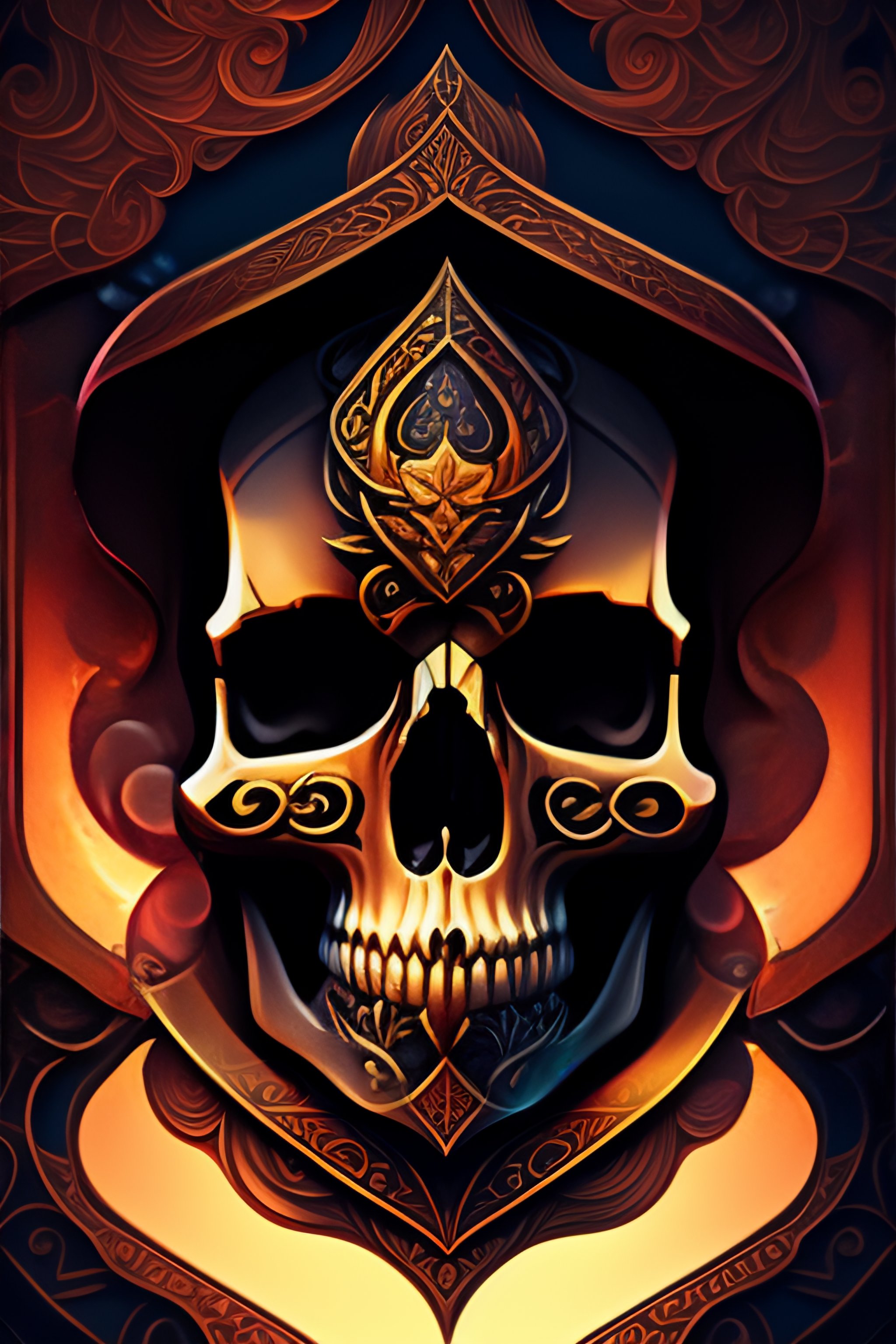Lexica - Symmetry comic cover art of a skull head, dnd, high fantasy ...