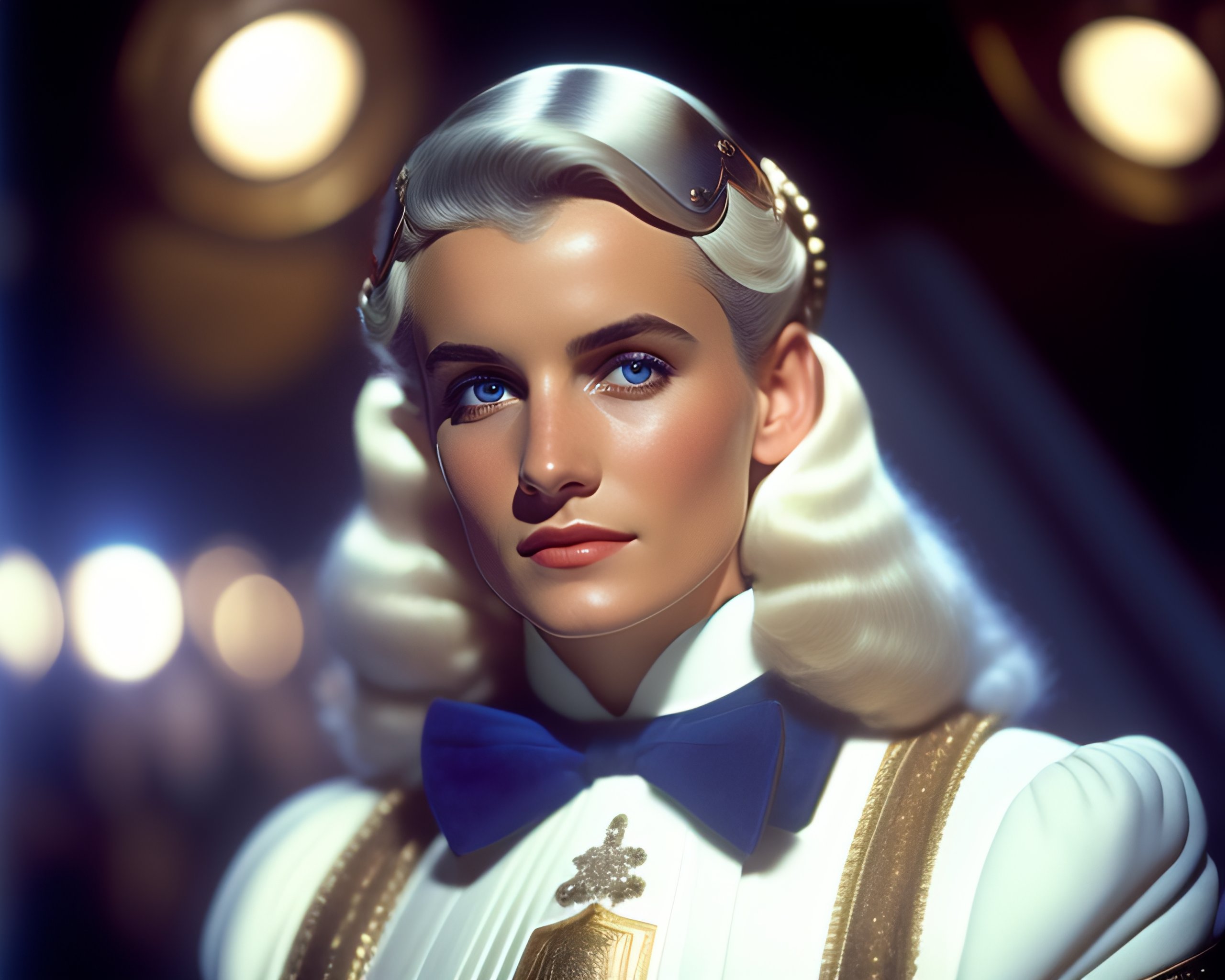 Lexica - Israeli girl white hair and brown eyes wearing blue tailcoat ...