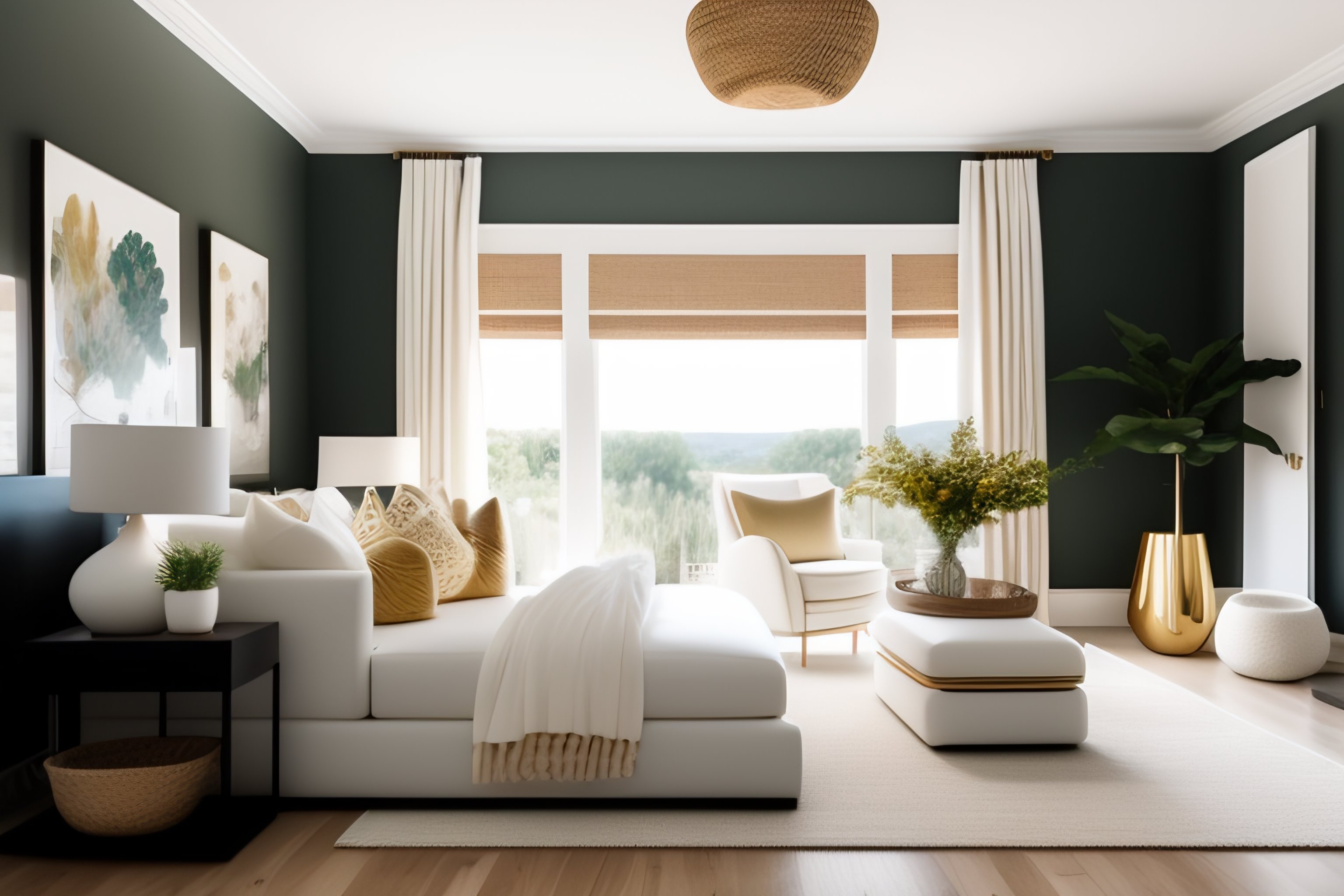 Lexica - A room with cream walls that are accented with beige, and wood ...