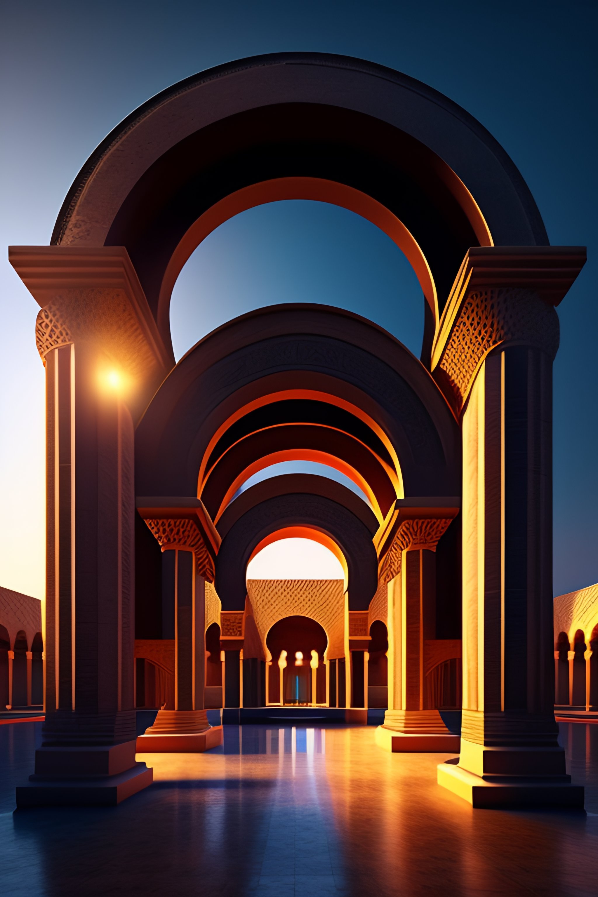 Lexica - Circular temple with horseshoe arches cordoba mosque style ...