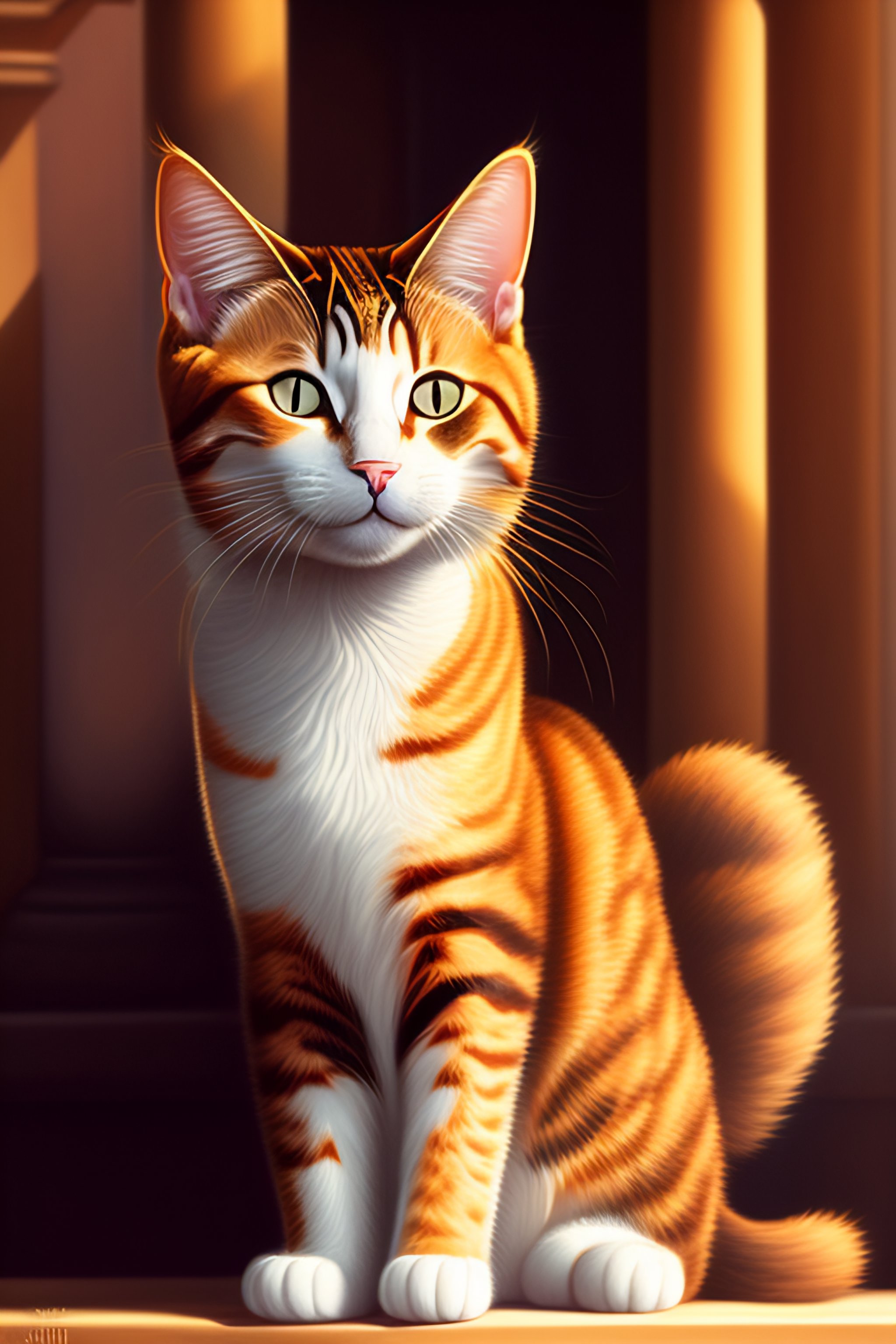 Lexica - Drawing of humanoid anthro cat smiling in the style of ancient ...