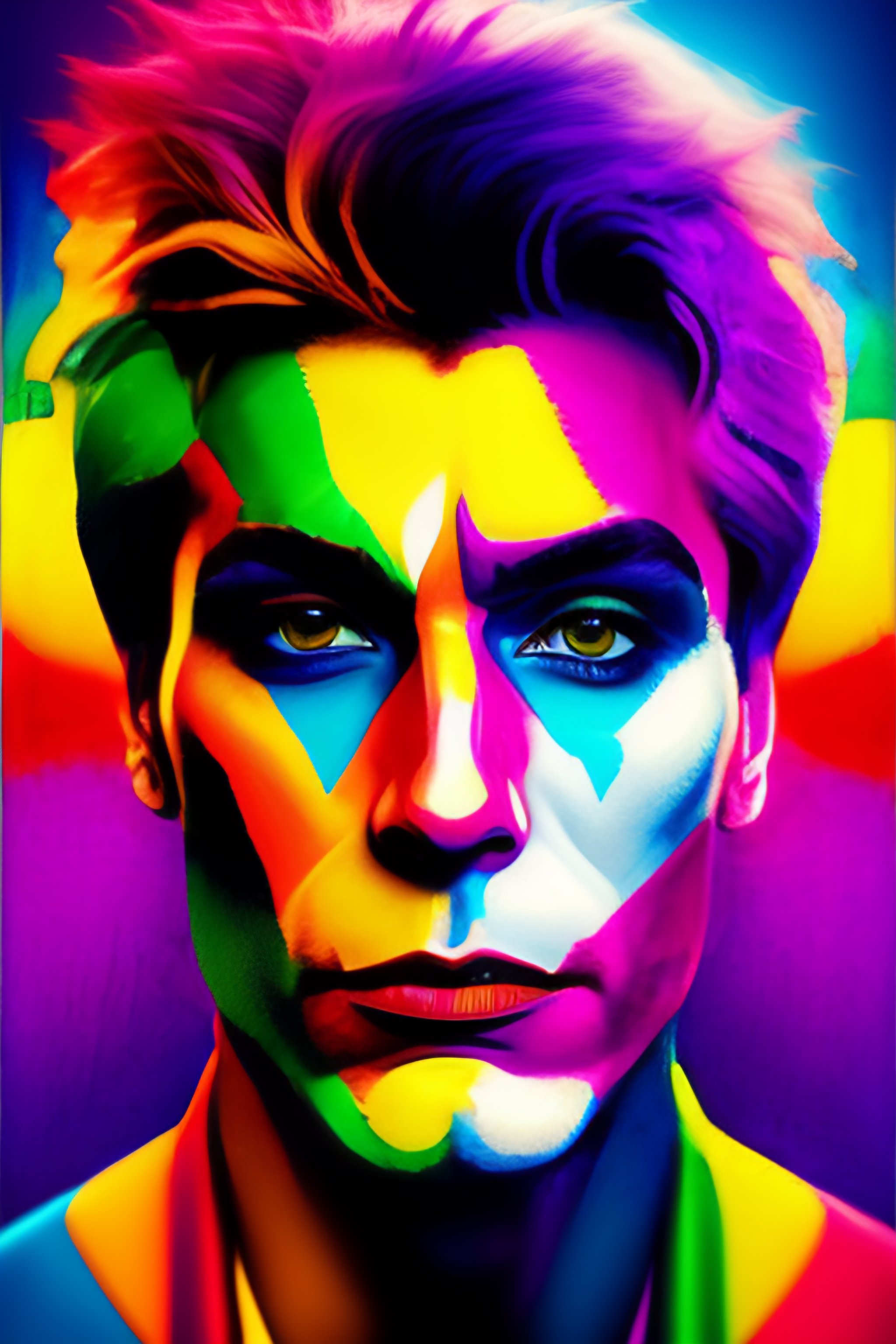 Lexica - Colorful portrait of a scaey psychopath jocker, symmetric ...