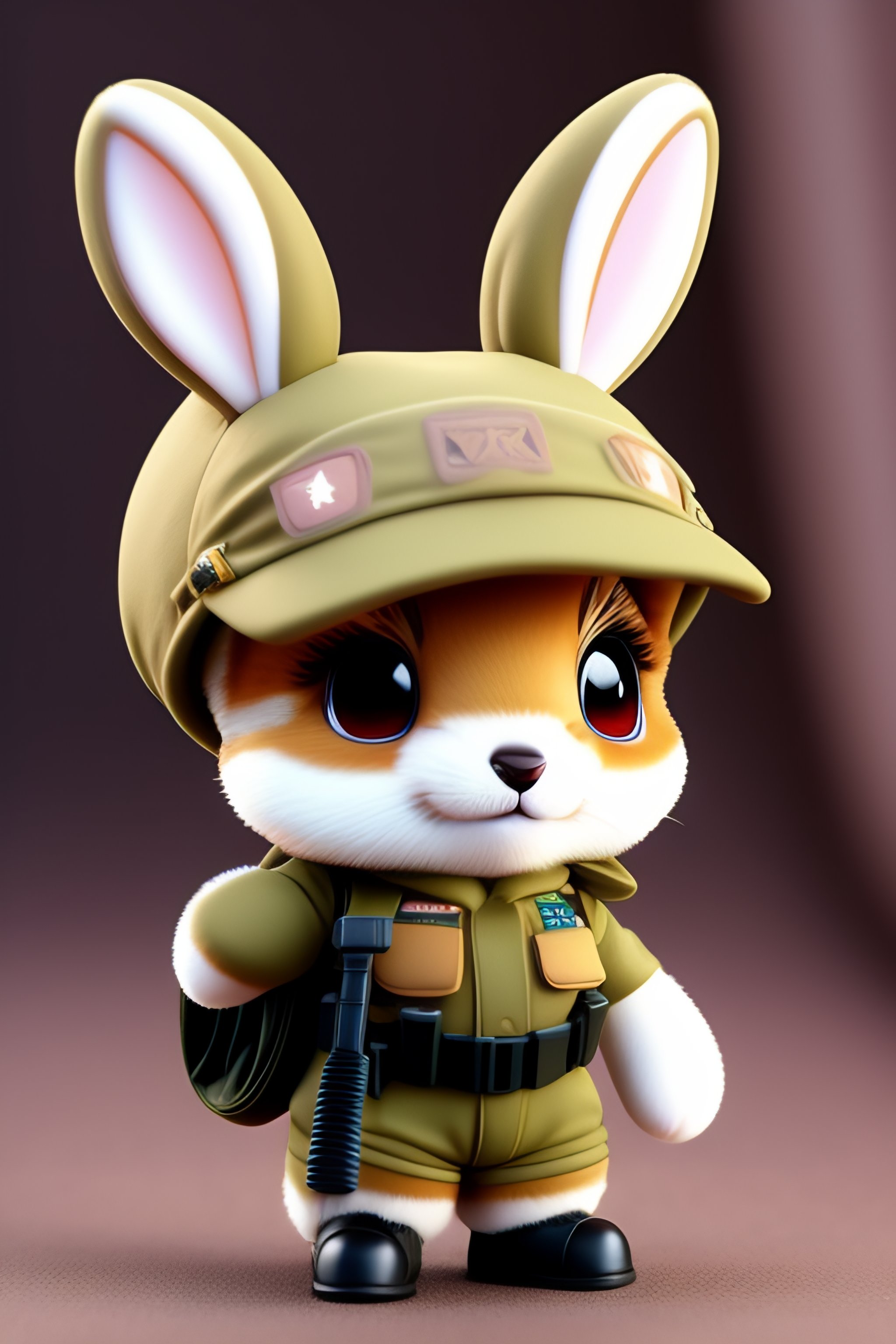 Lexica - Cute and adorable cartoon rabbit in army khaki suit an anime ...