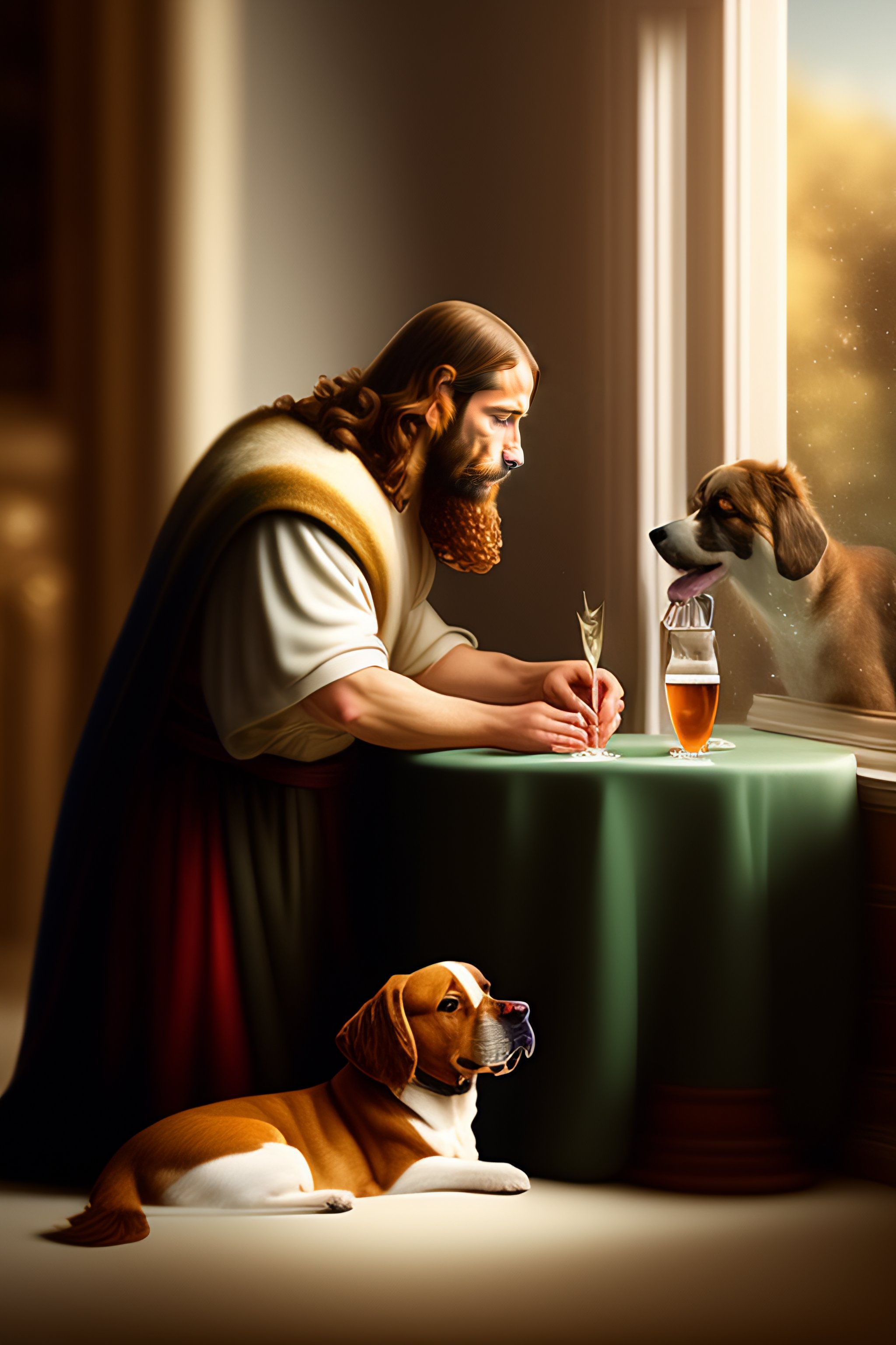 Lexica - Jesus have fun with dog