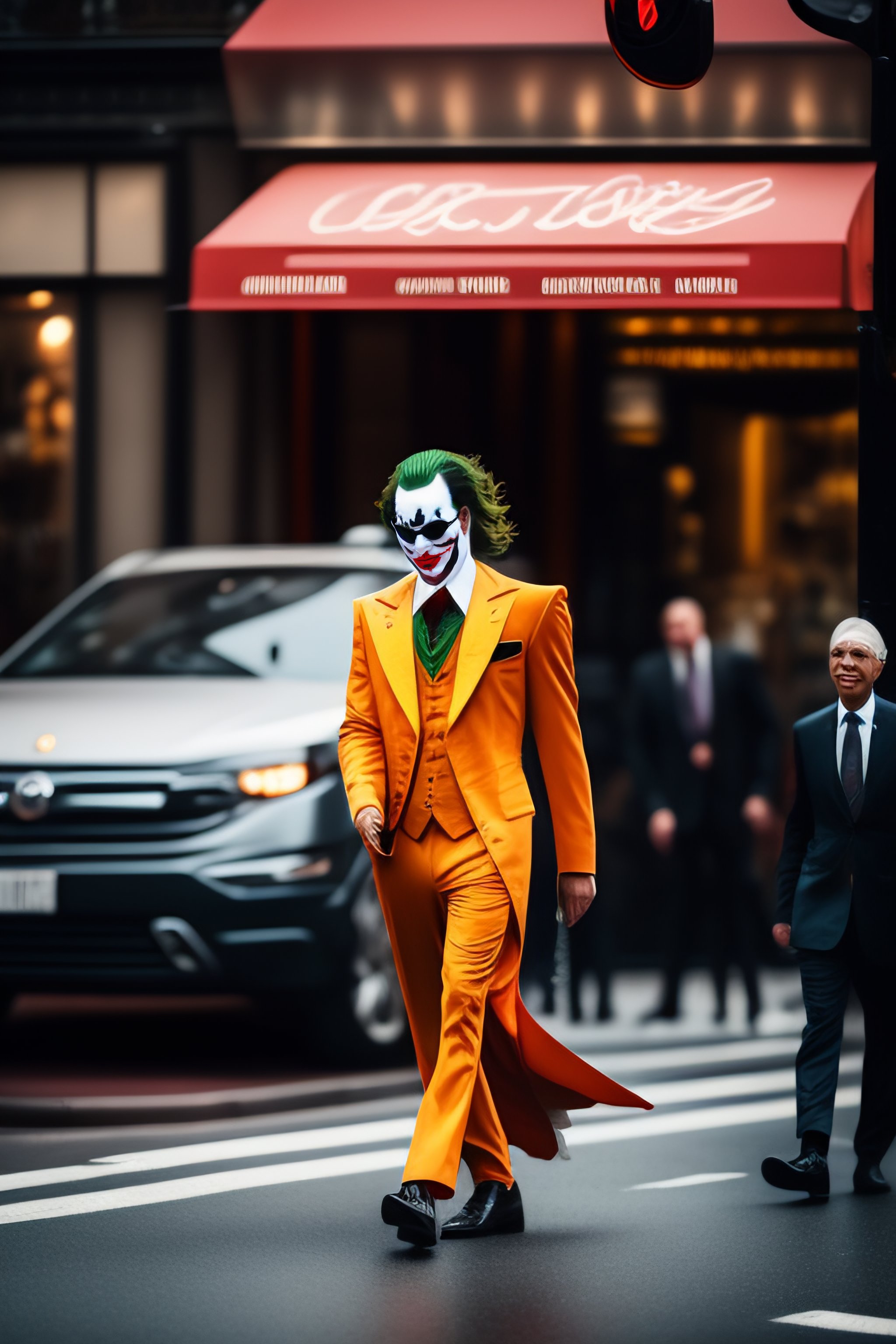 Lexica - Wild joker on streets which are occupied by lightsmoke,uhd