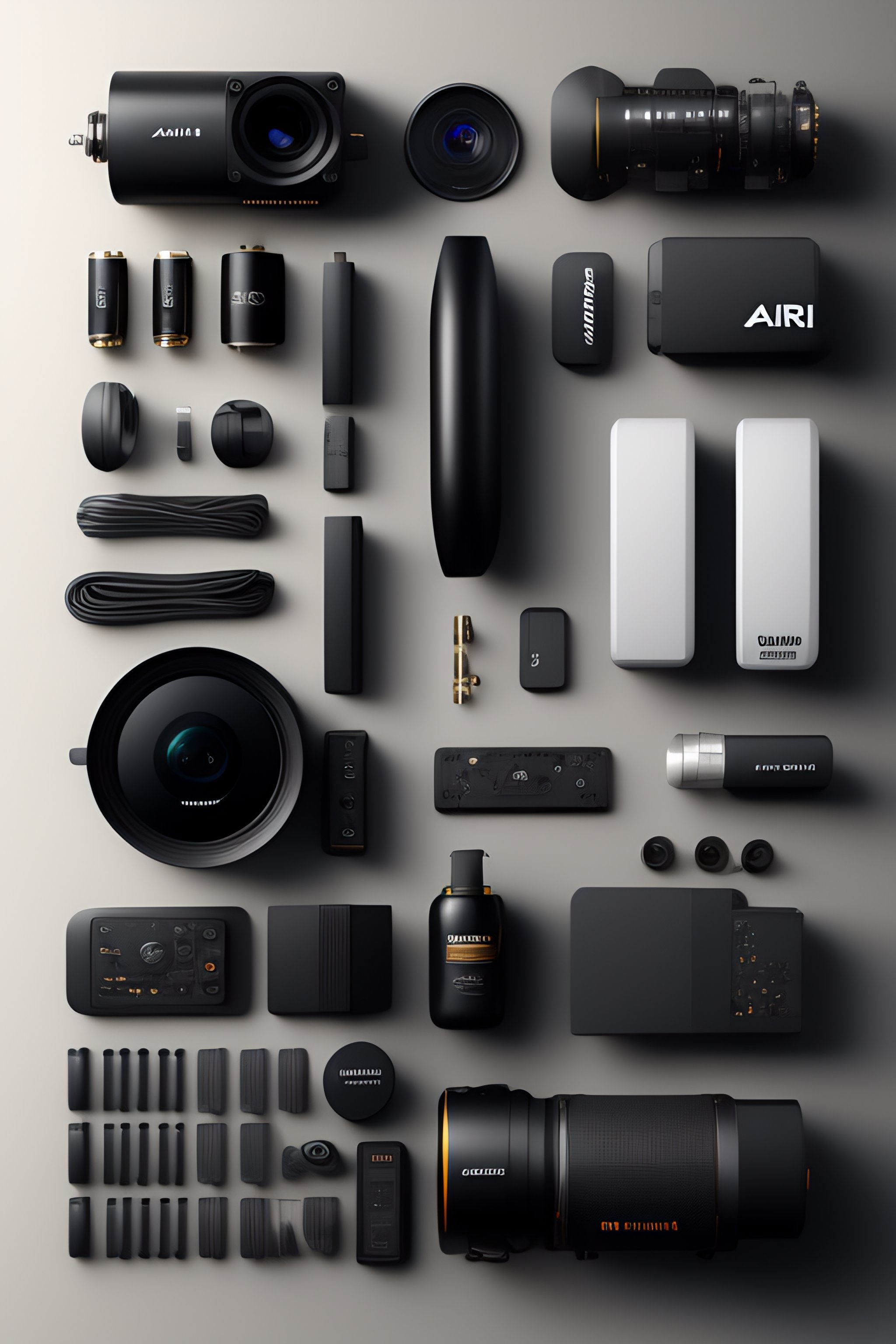 Lexica - "ARRI Alexa Mini", knolling, flat lay, deconstruction, highly ...