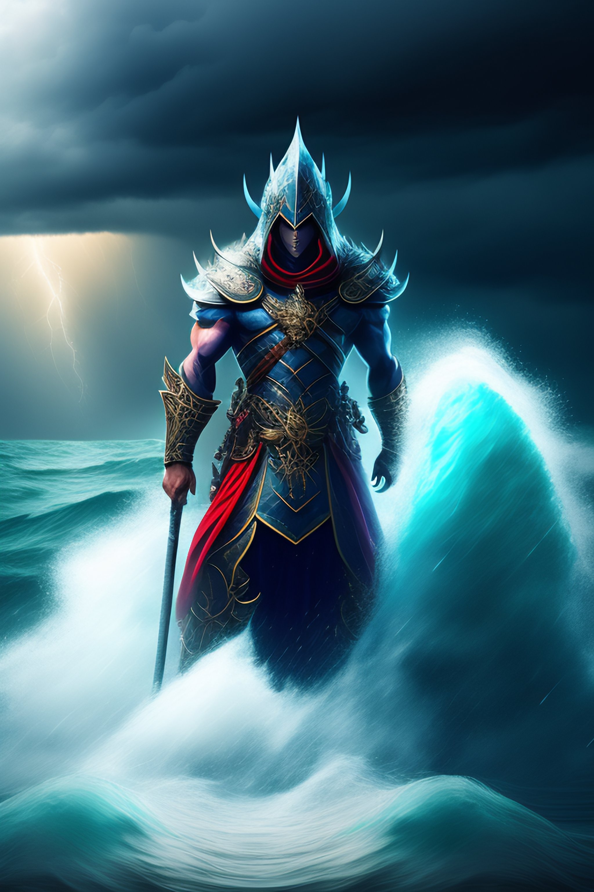 Lexica - Character desing, lancer, stand over the water, ocean ...