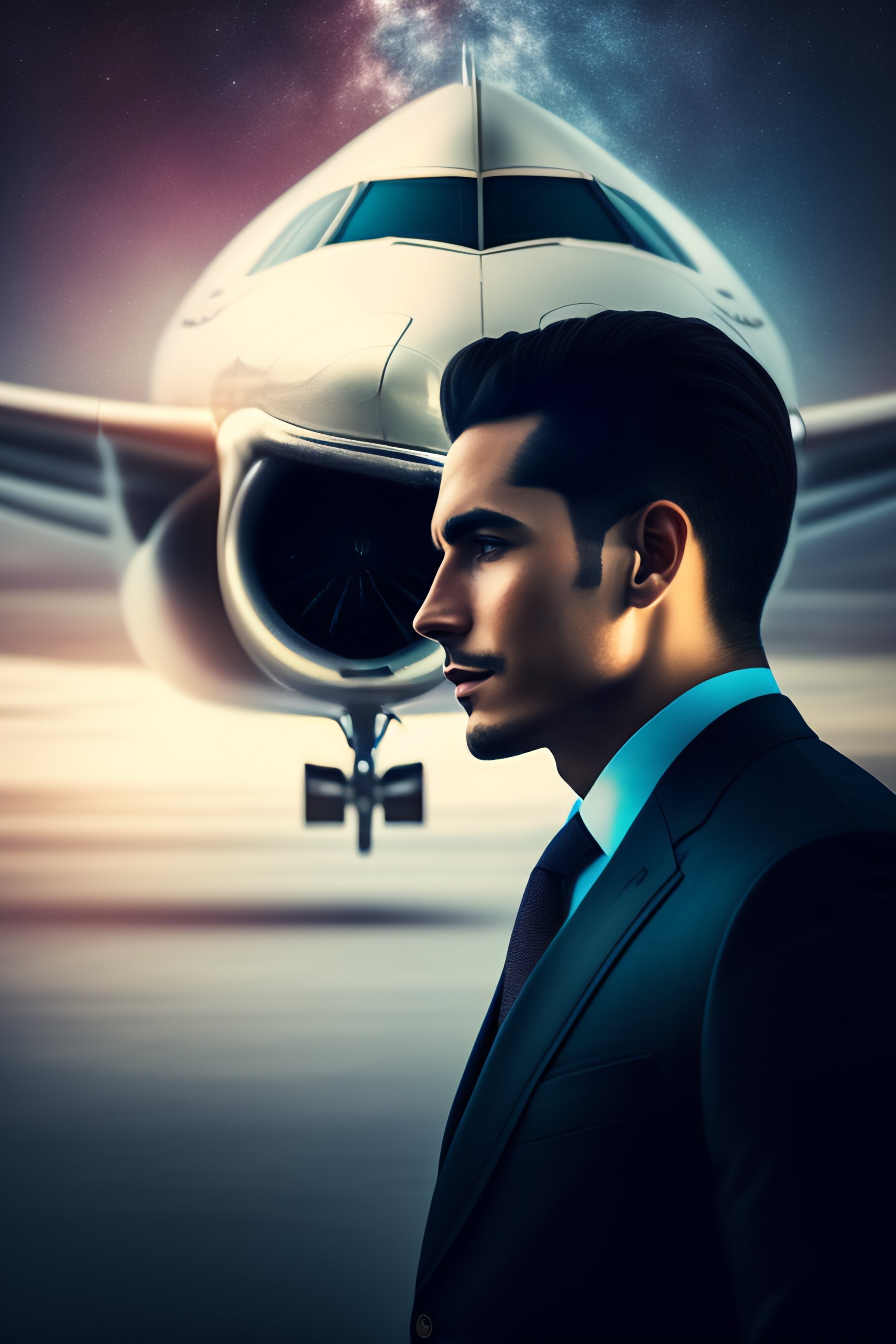 Lexica - Portrait a picture of a person in private jet living luxury