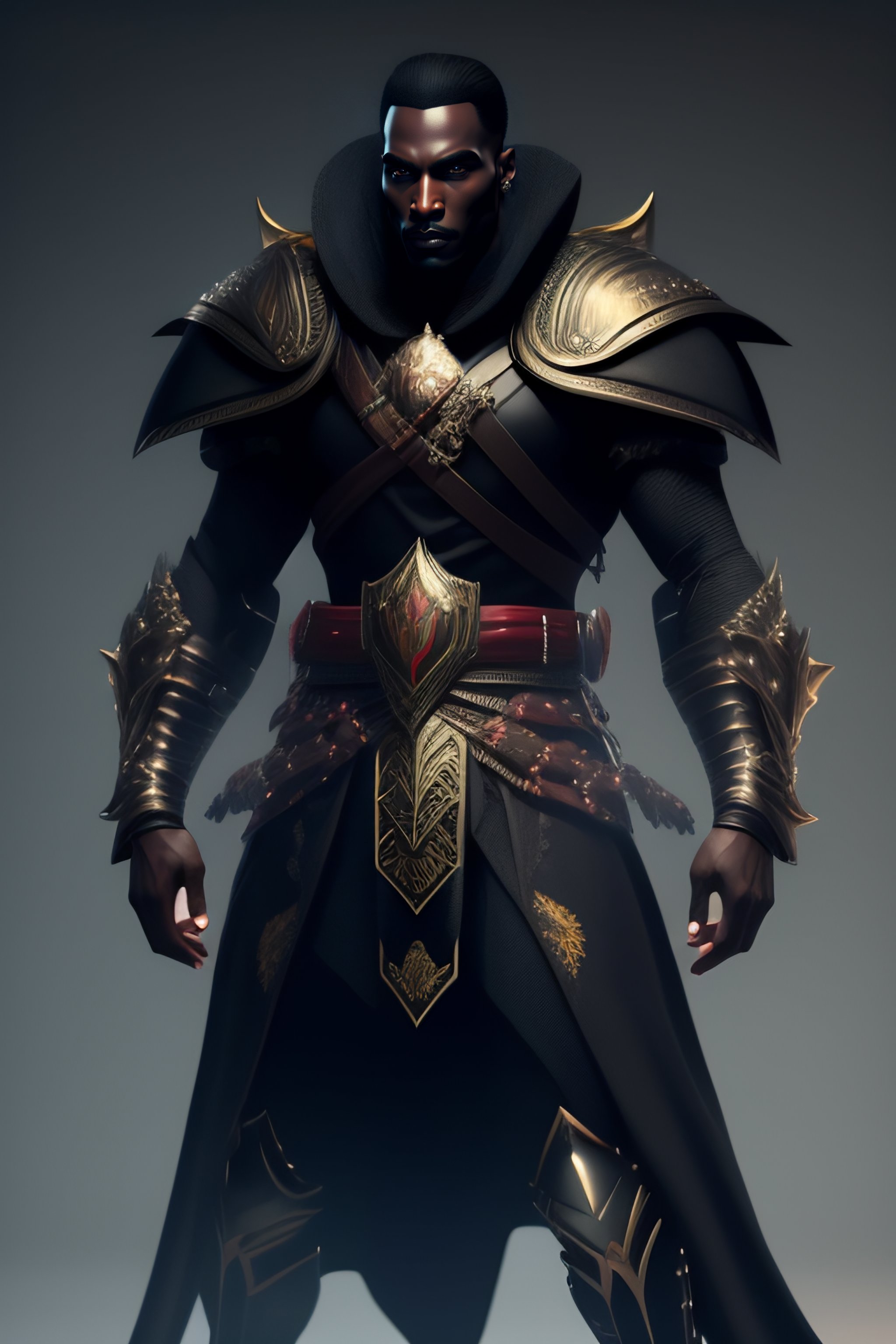 Lexica - Dark Armored,Black skin,dracula,realistic, 4k, full body,long air