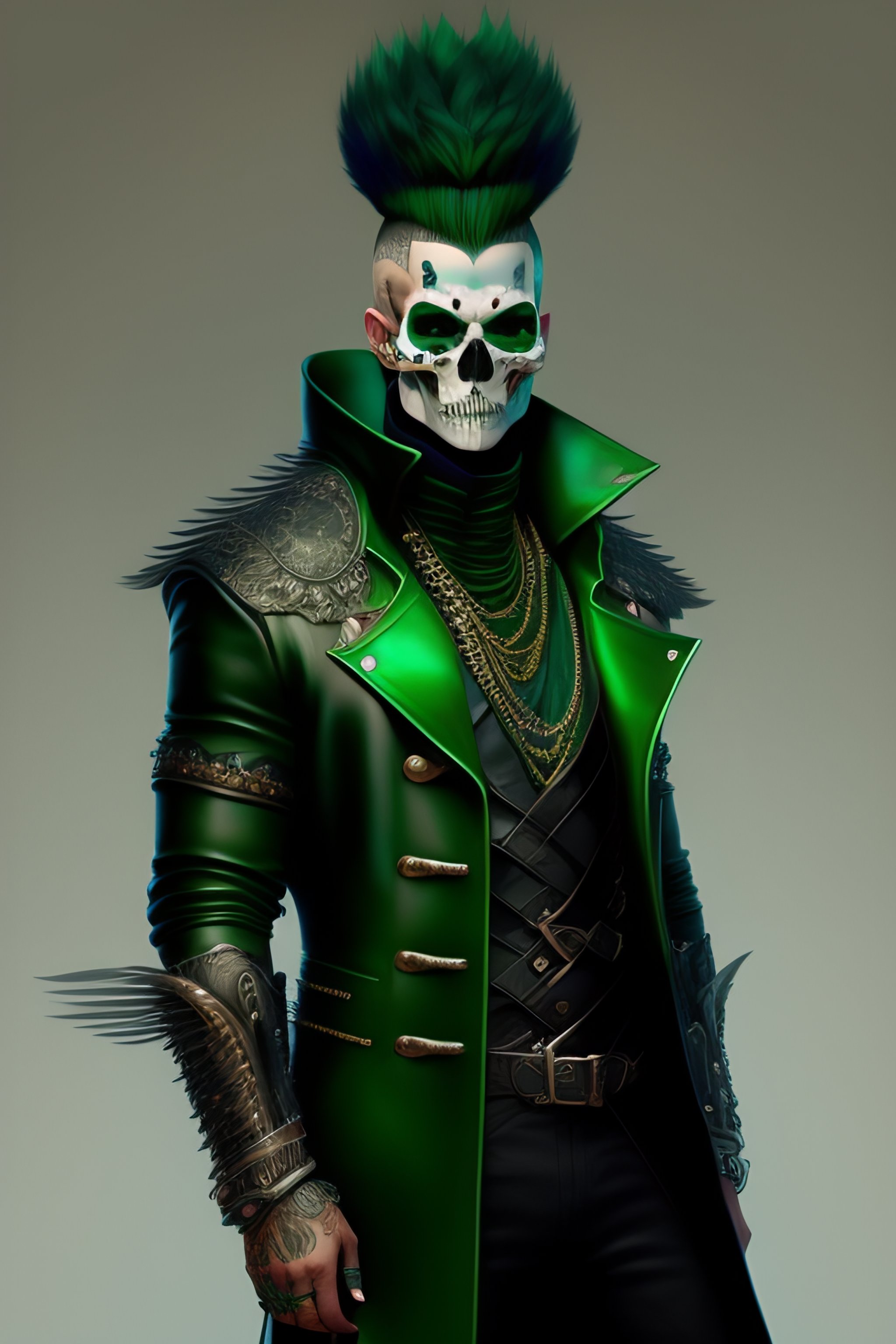 Lexica - Hyper detailed full body fine art portrait of skeleton punk ...