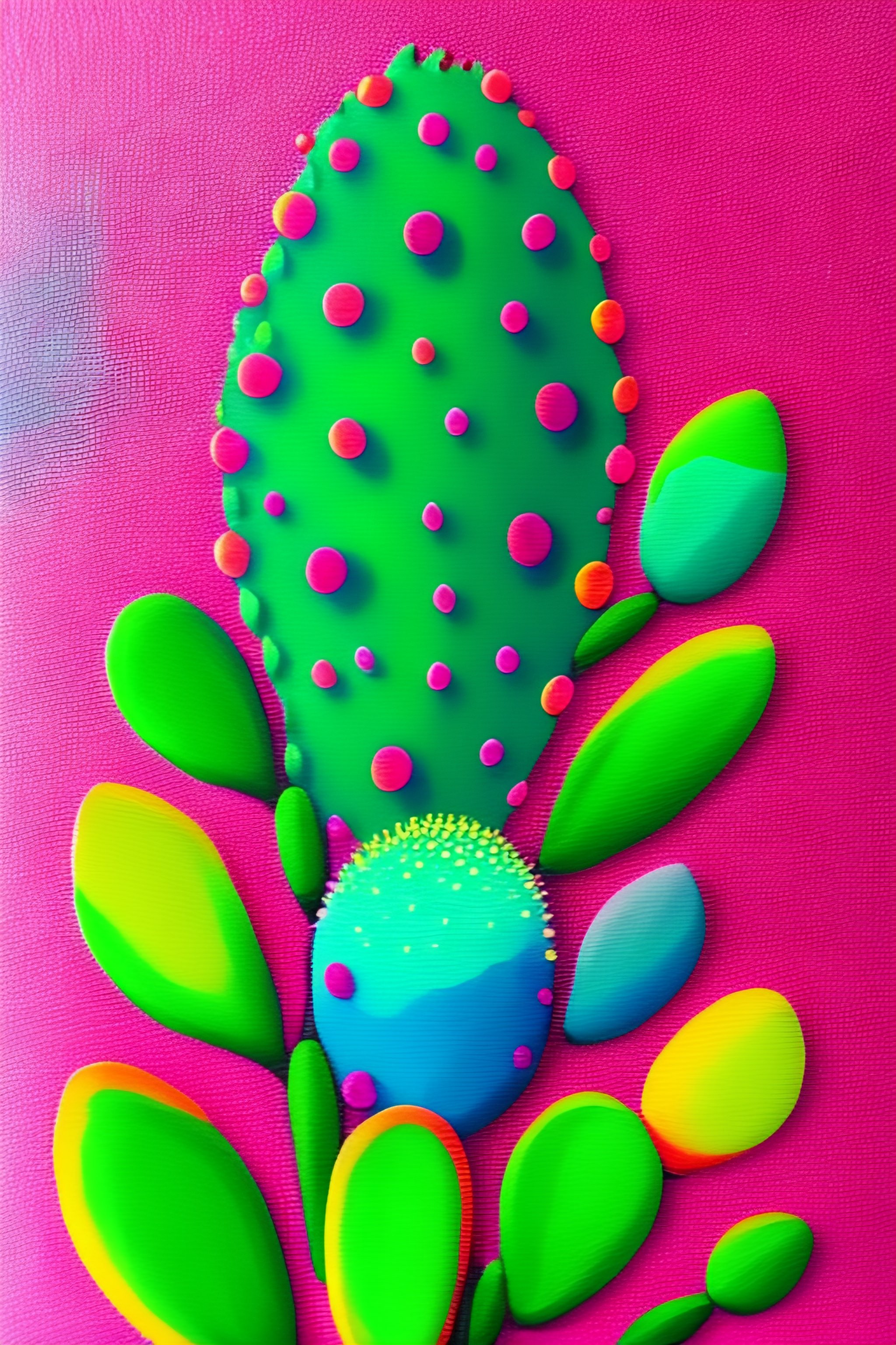 Lexica - Cute and colorful cactus textured painting