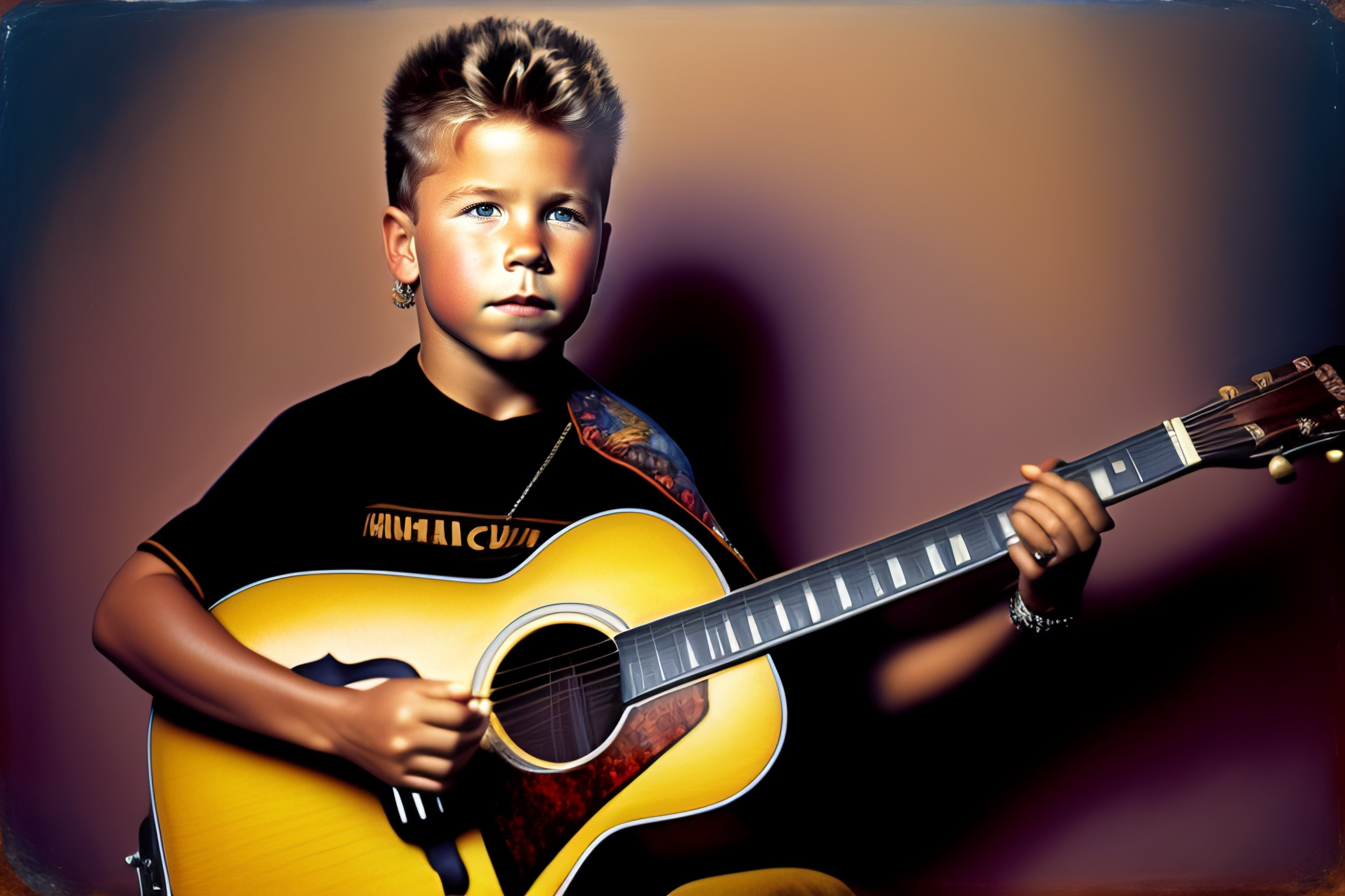 Lexica - Portrait of james Hetfield wen he was three years old playing ...