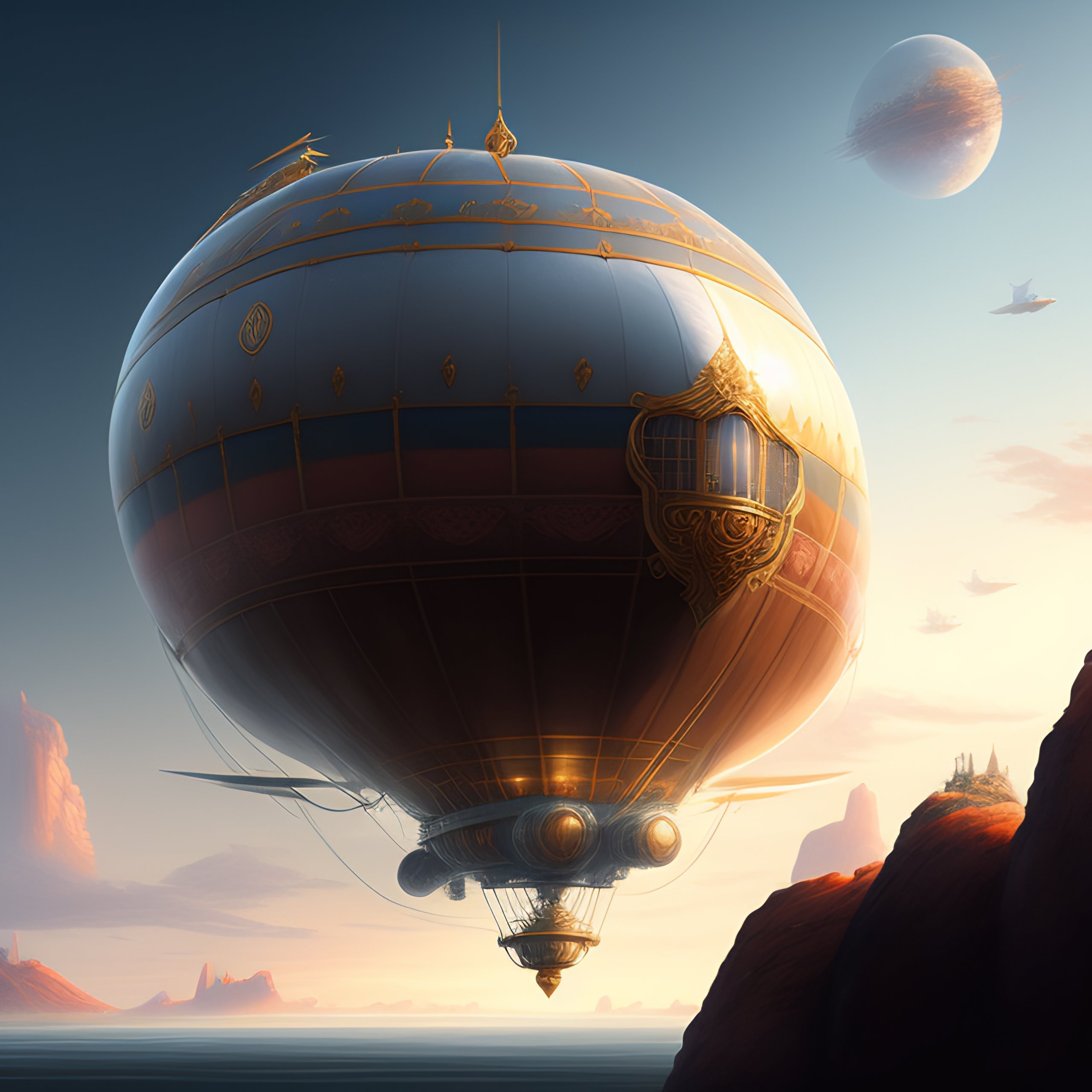 Lexica - A fantasy airship, epic fantasy, detailed, intricate, elegant ...