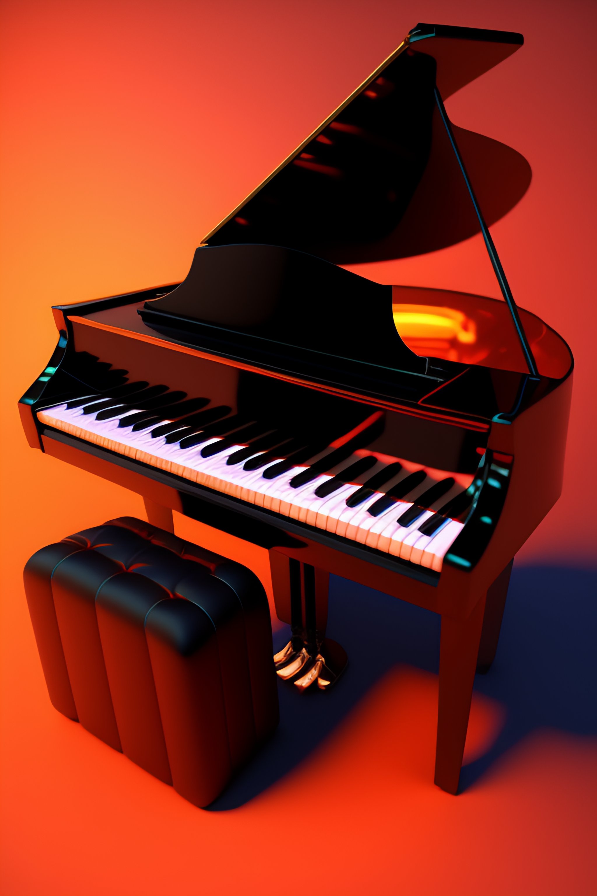 Lexica - Piano synthesizer, 3d isometric rendering, ambient occlusion ...