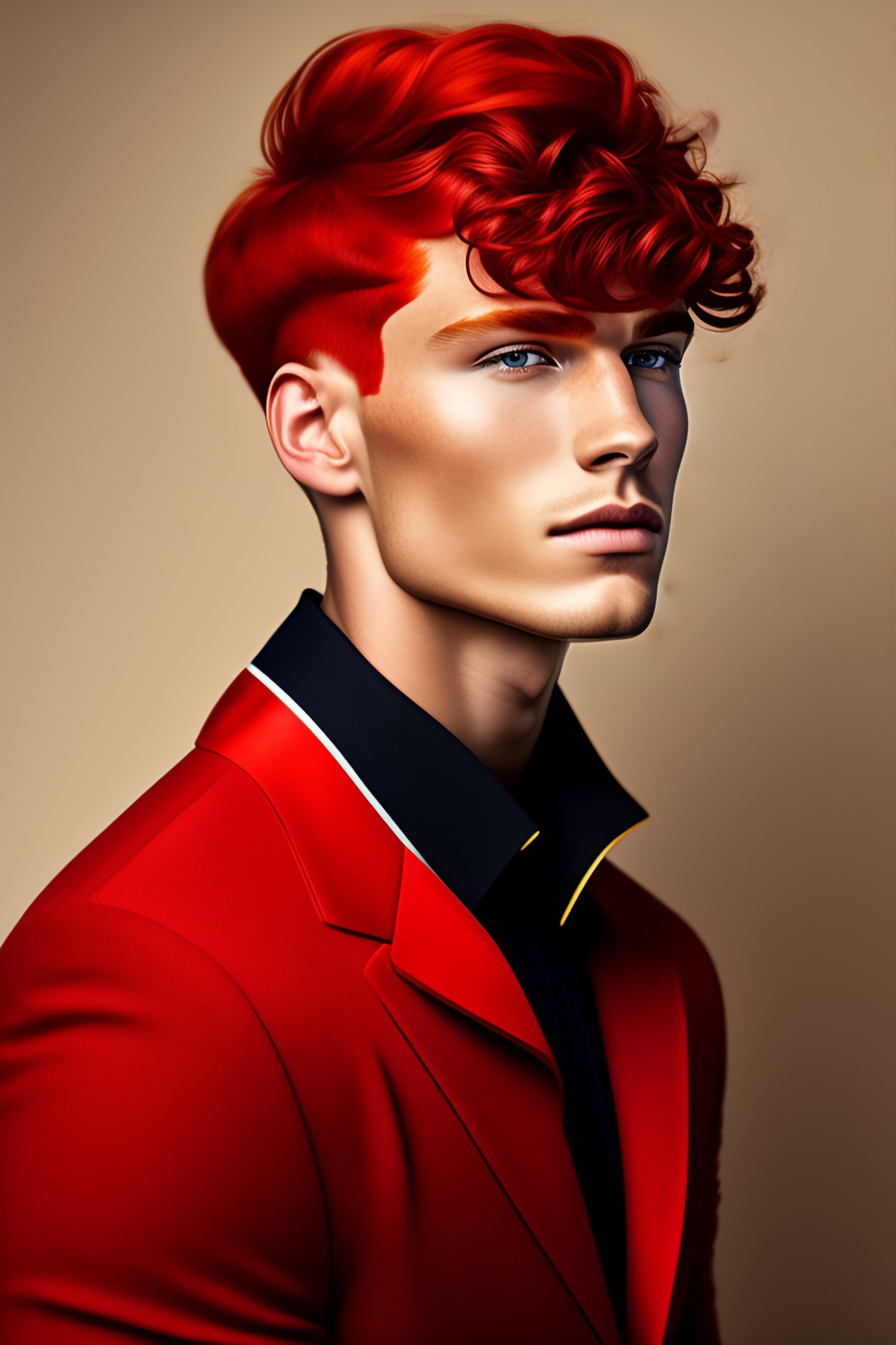 Lexica - Portrait of a young man, red hair, red skin, short hair