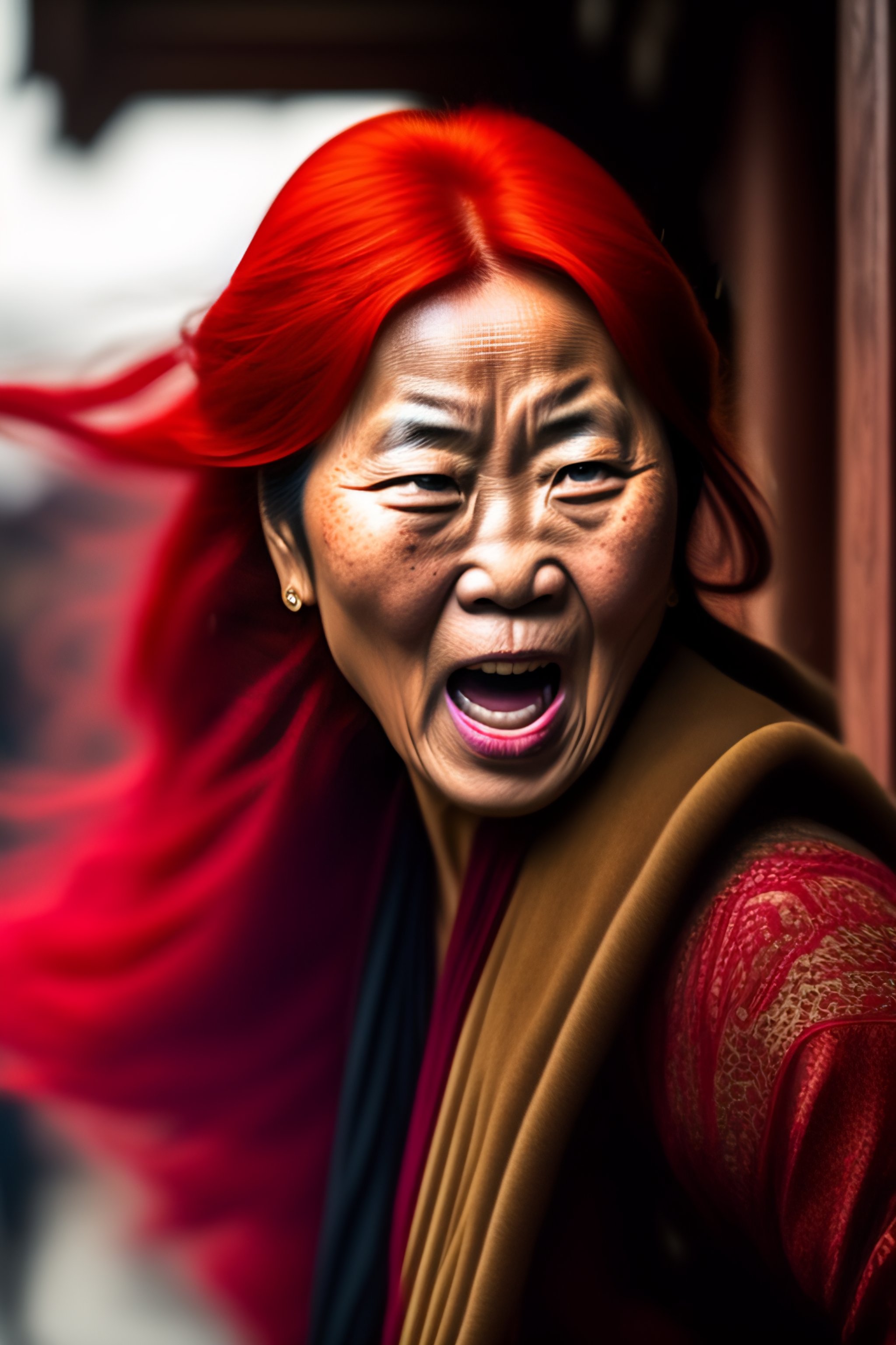 Lexica - Red-hair lady attacking Chinese villagers
