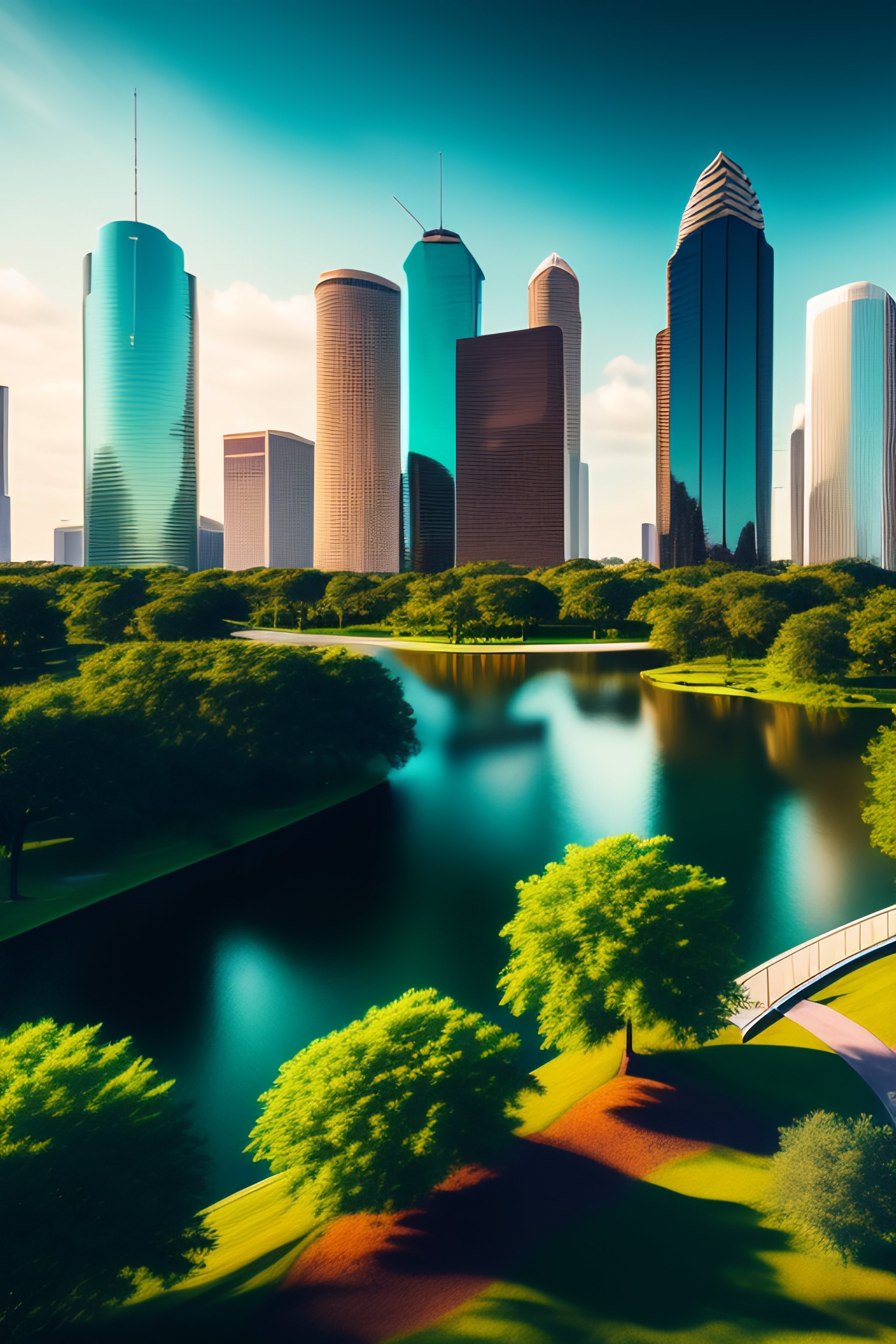 Lexica - Panorama of houston texas in the future, sci - fi buildings ...