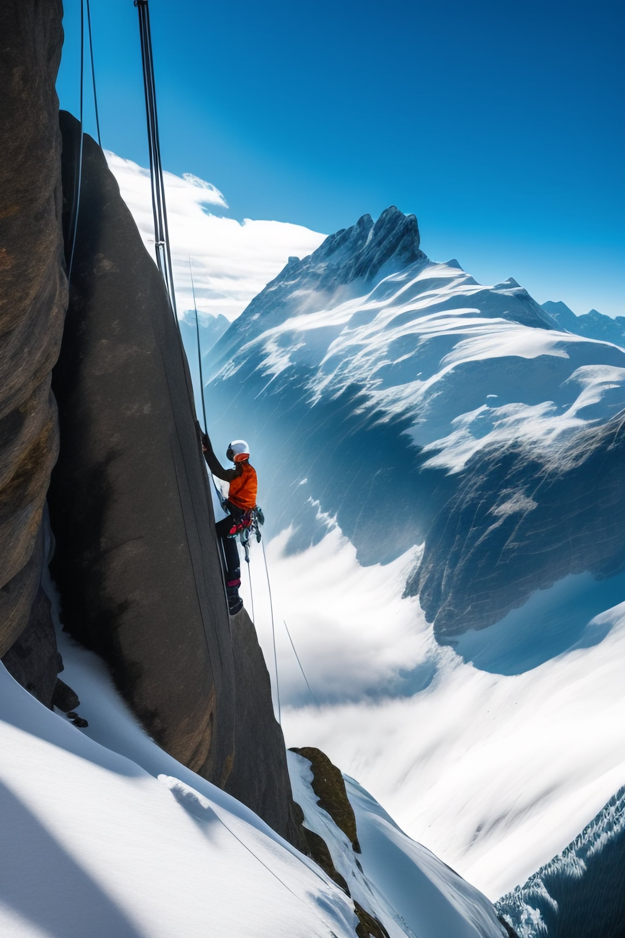 Lexica - A german woman who is a free climber scaling a mountain in the ...