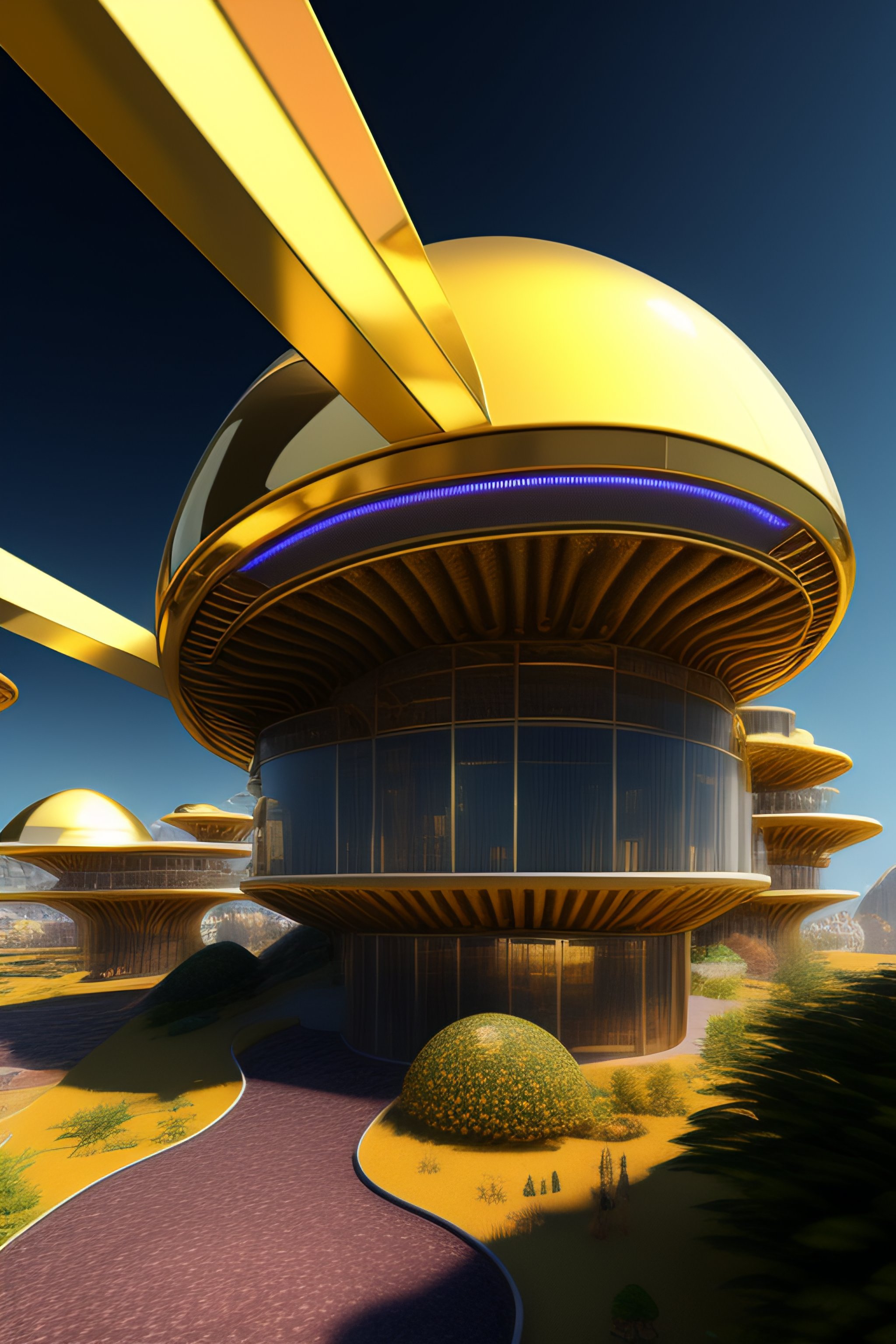 Lexica - Mycelium mushroom house in a futuristic solarpunk utopian city ...