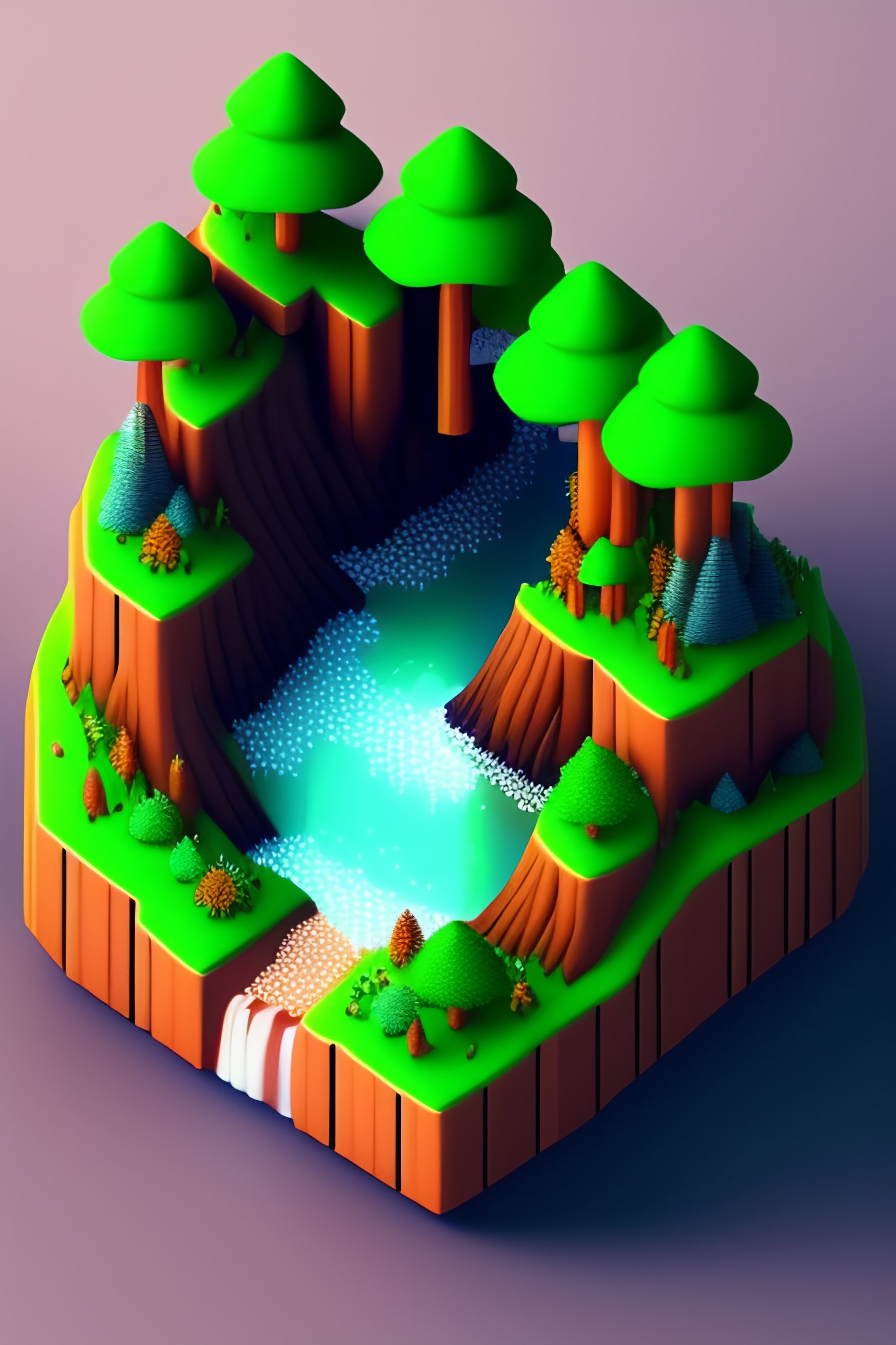 Lexica - Detailed isometric forest with river, pixel art, c4d, full ...