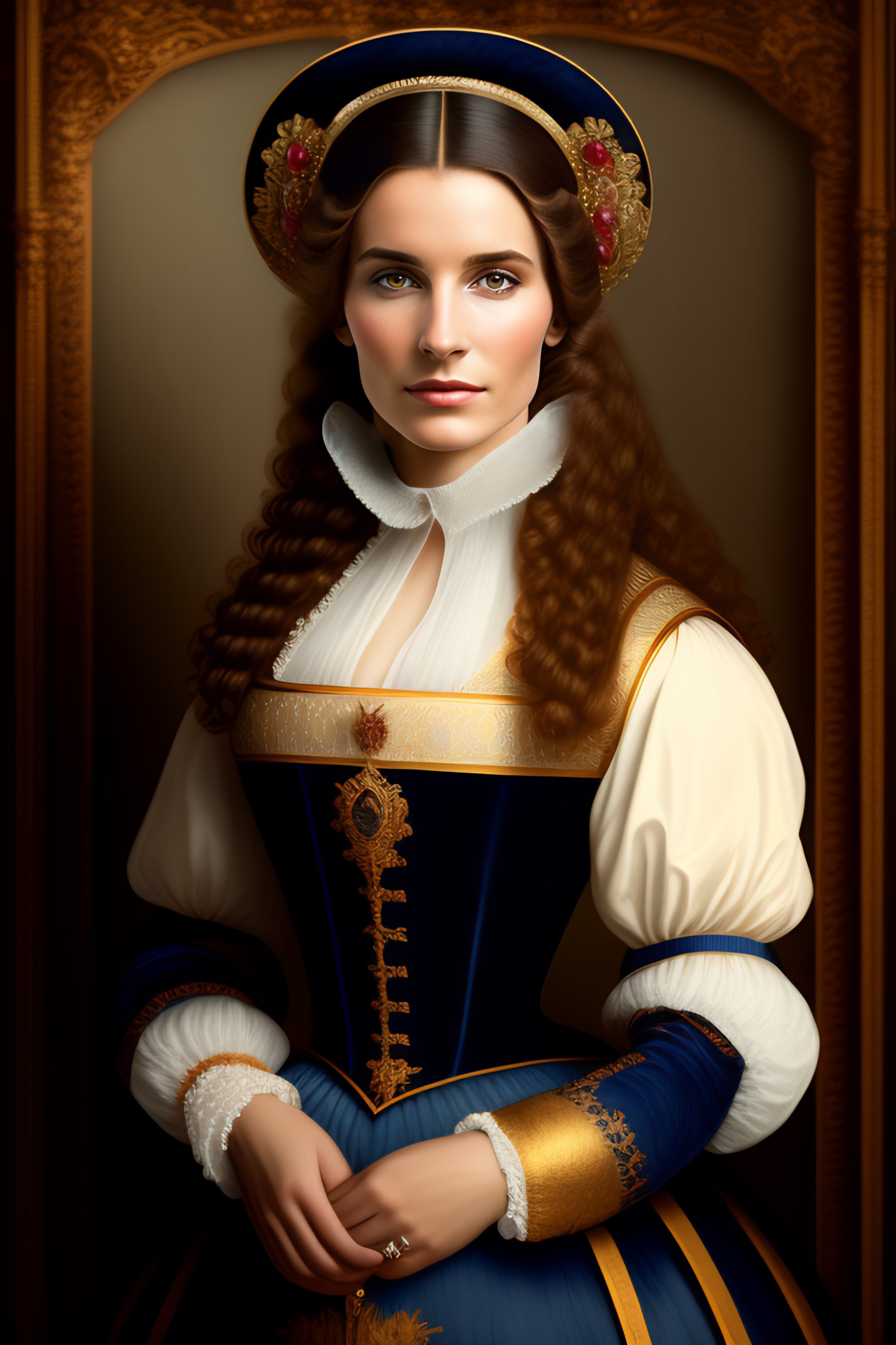 Lexica - Portrait modèle féminin habillée renaissance style de vinvi