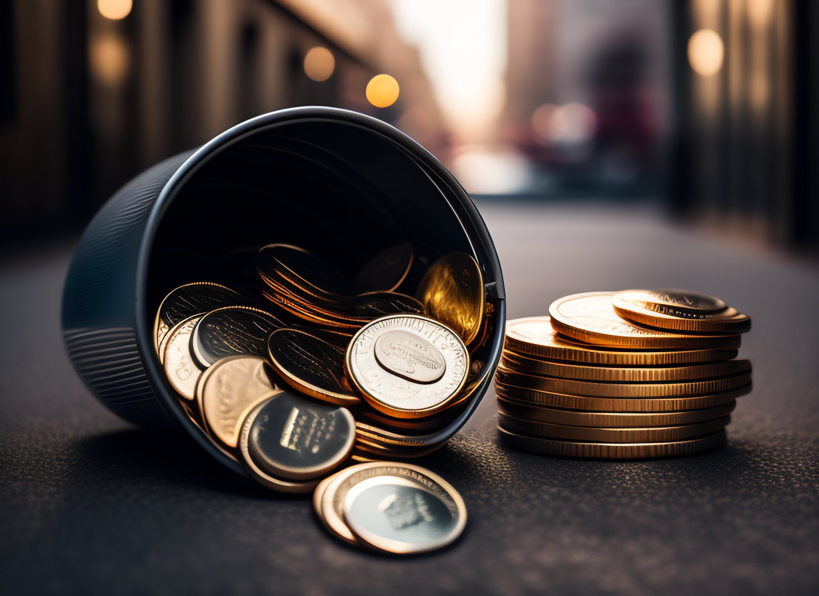 Lexica - A highly detailed 85mm medium format photo of shiny new coins ...