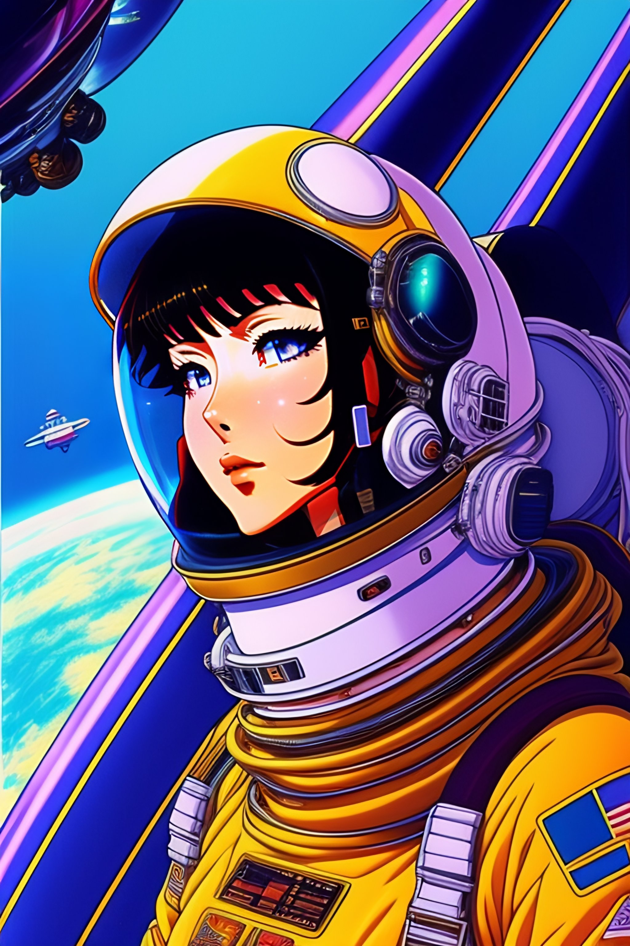 Lexica - Vintage 90's anime aesthetic. fashionable astronaut preparing ...