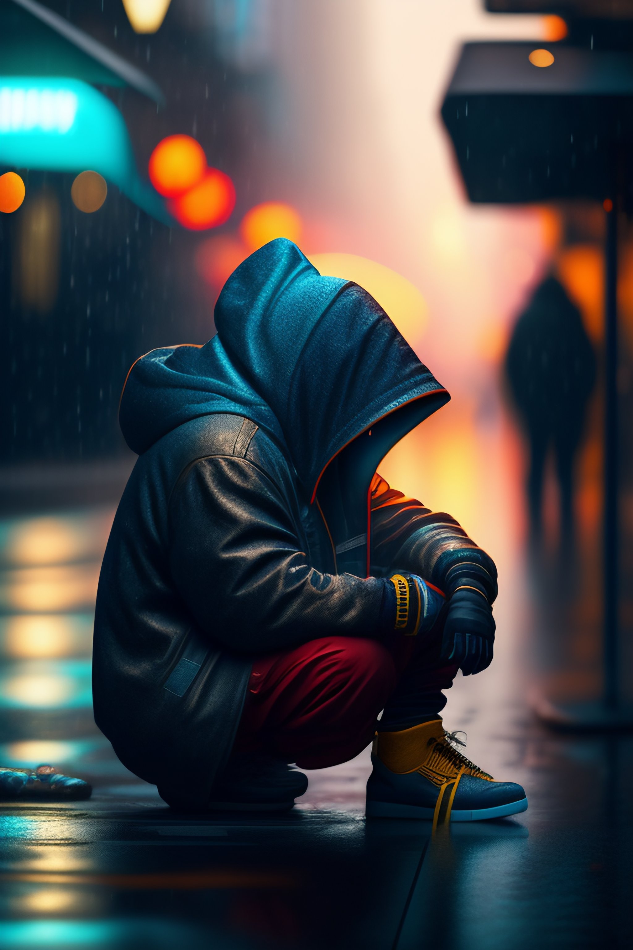 Lexica - Homeless mickey mouse sitting dejected on a curb, bottles at ...