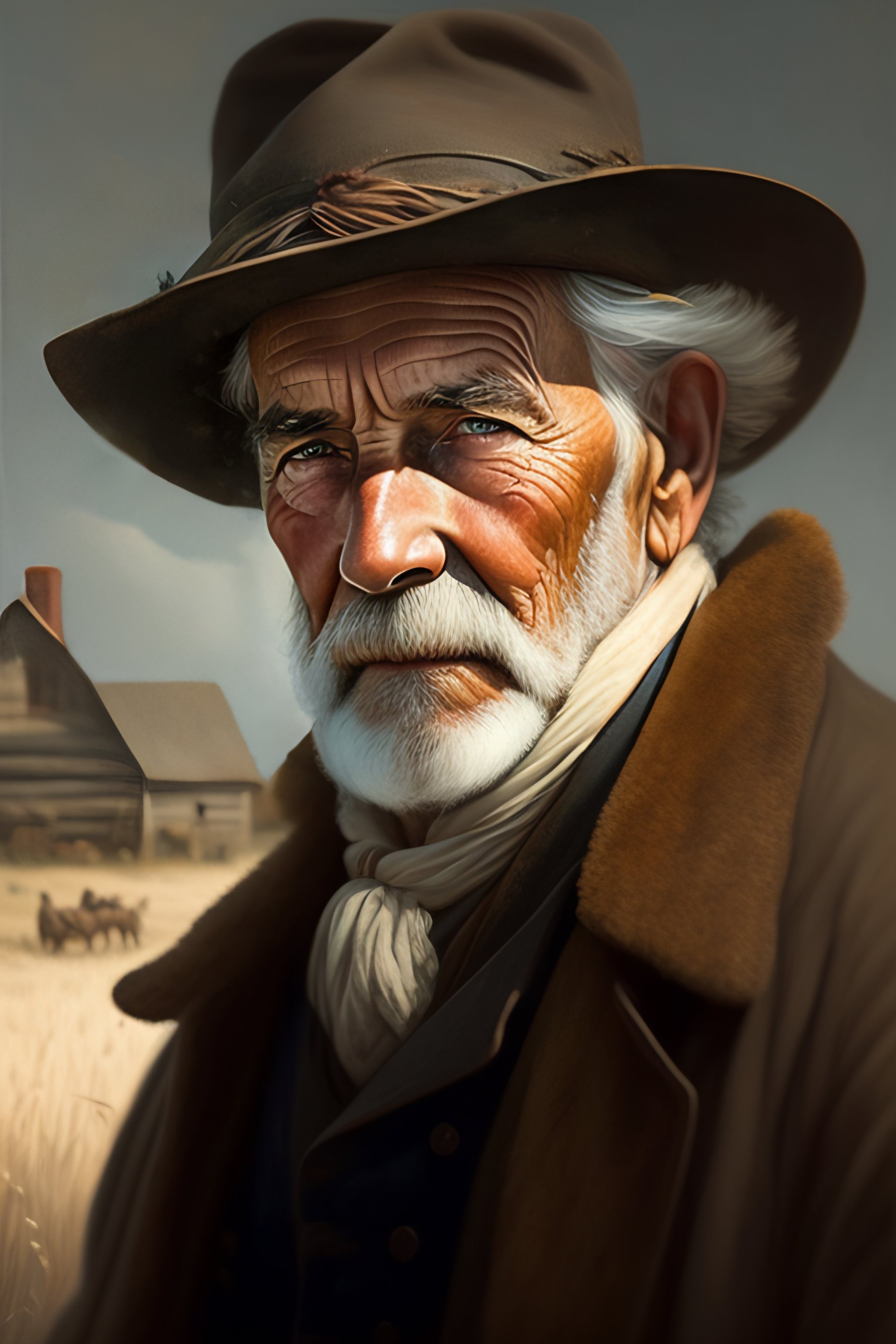 Lexica - A portrait of an old farmer in 19th century, beautiful ...