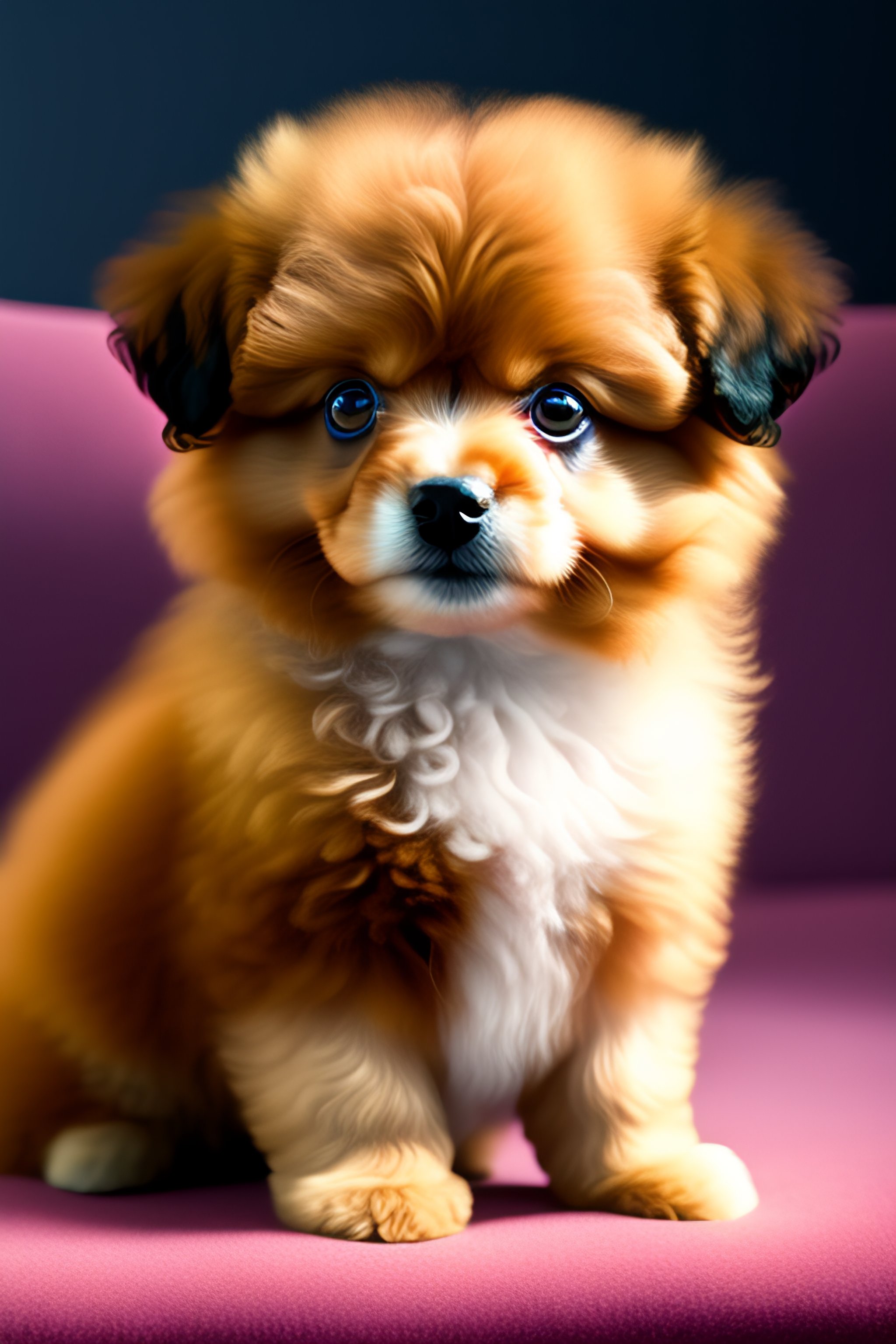 Lexica - Pomeranian poodle, brown hair, white spot on left front foot