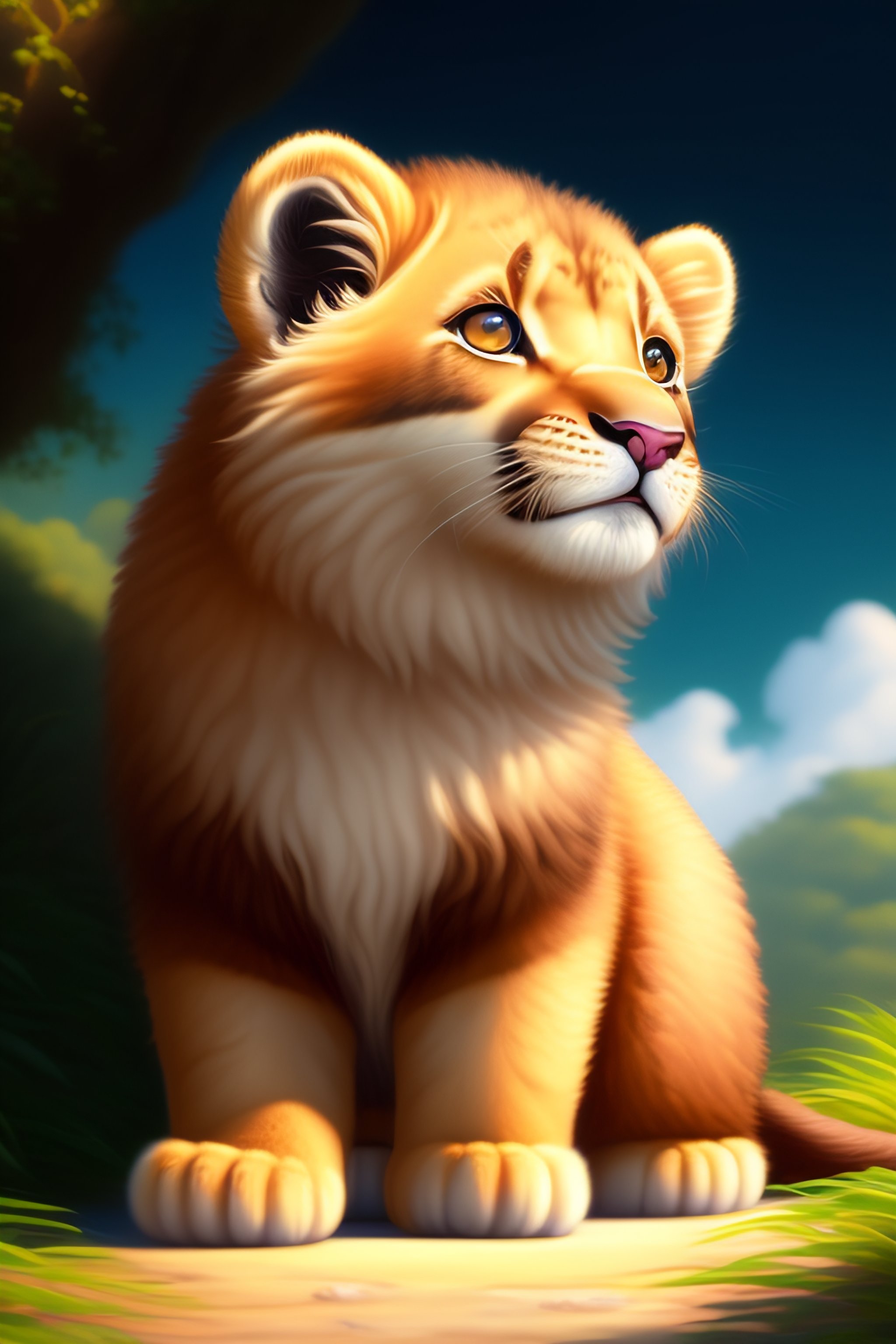 Lexica - Cutie fluffy lion cub, digital art, 3 d, octave render ...