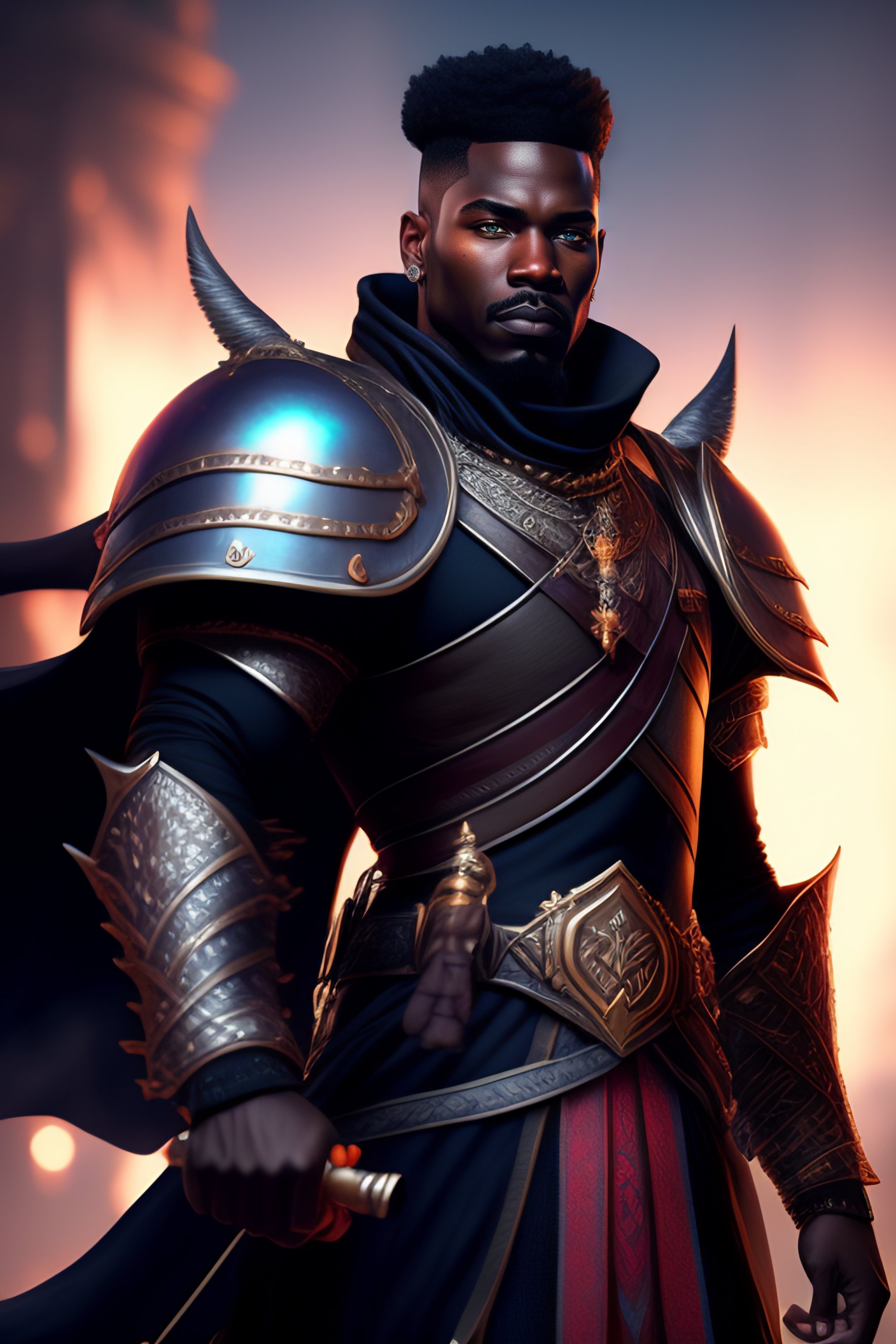 Lexica - Black cityguard, intimidating d & d character holding giant ...