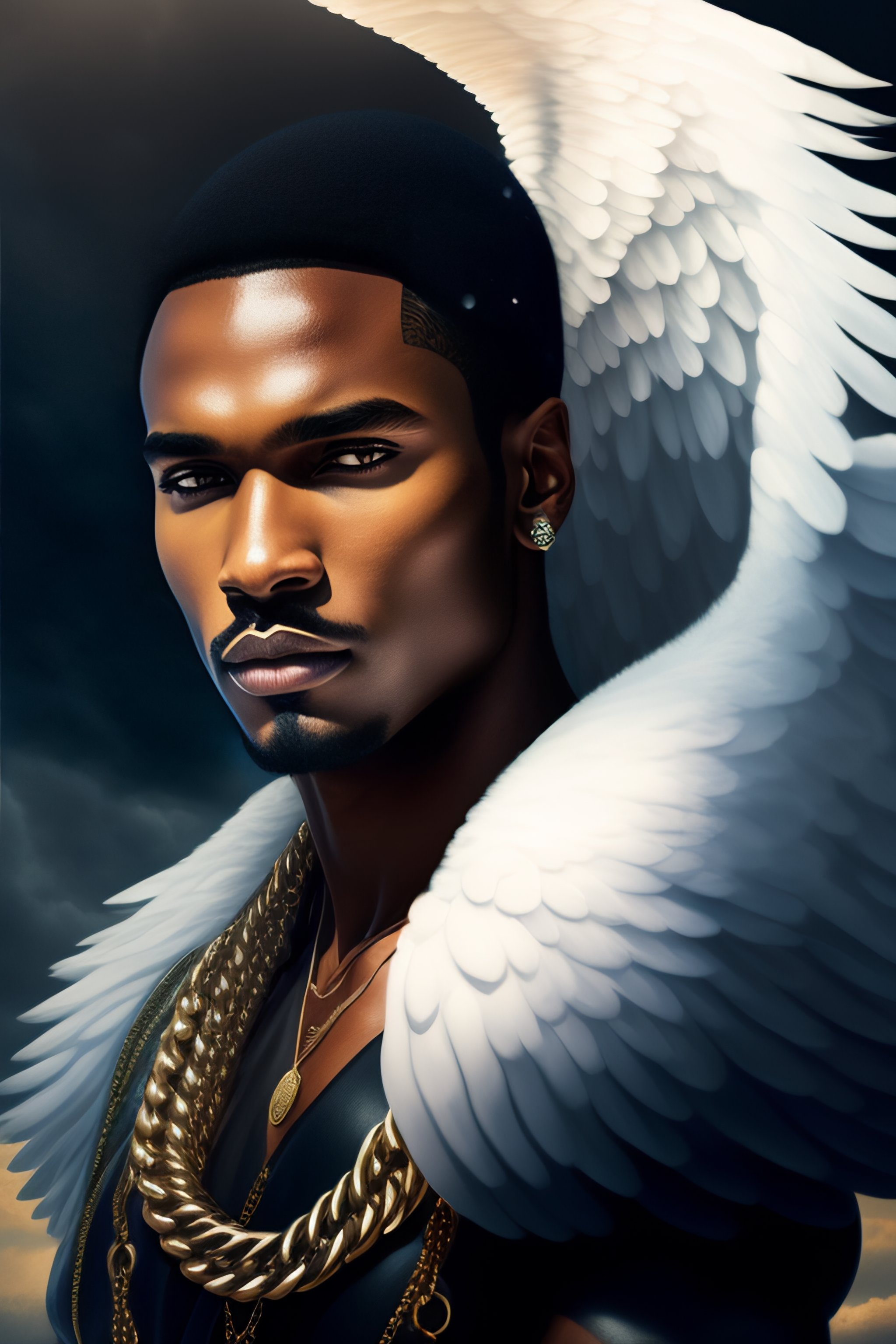 Lexica - Portrait of an angel With chain's holding him tight With the ...