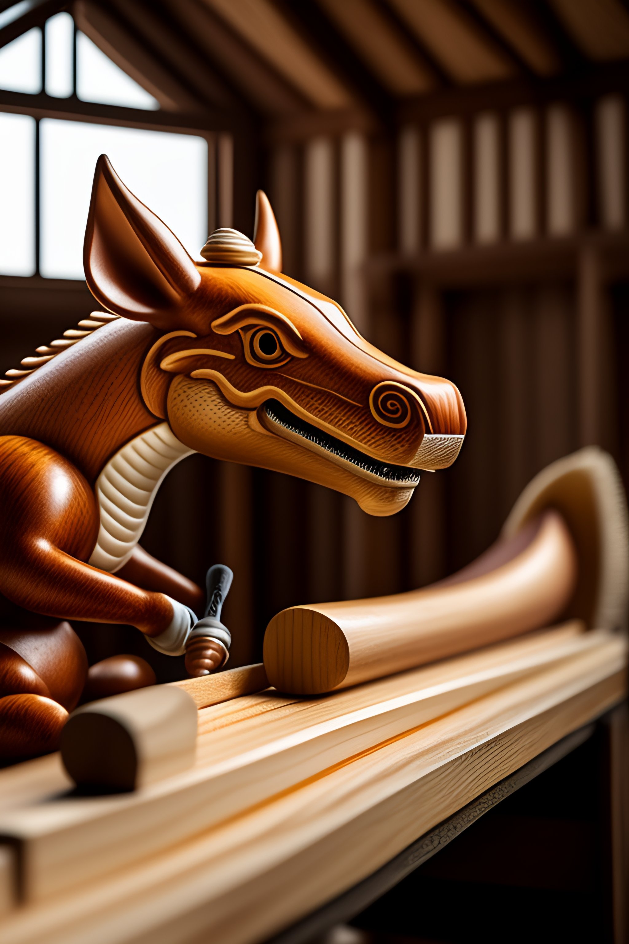 Lexica - A carpenter making a wood dragón in the 200BC