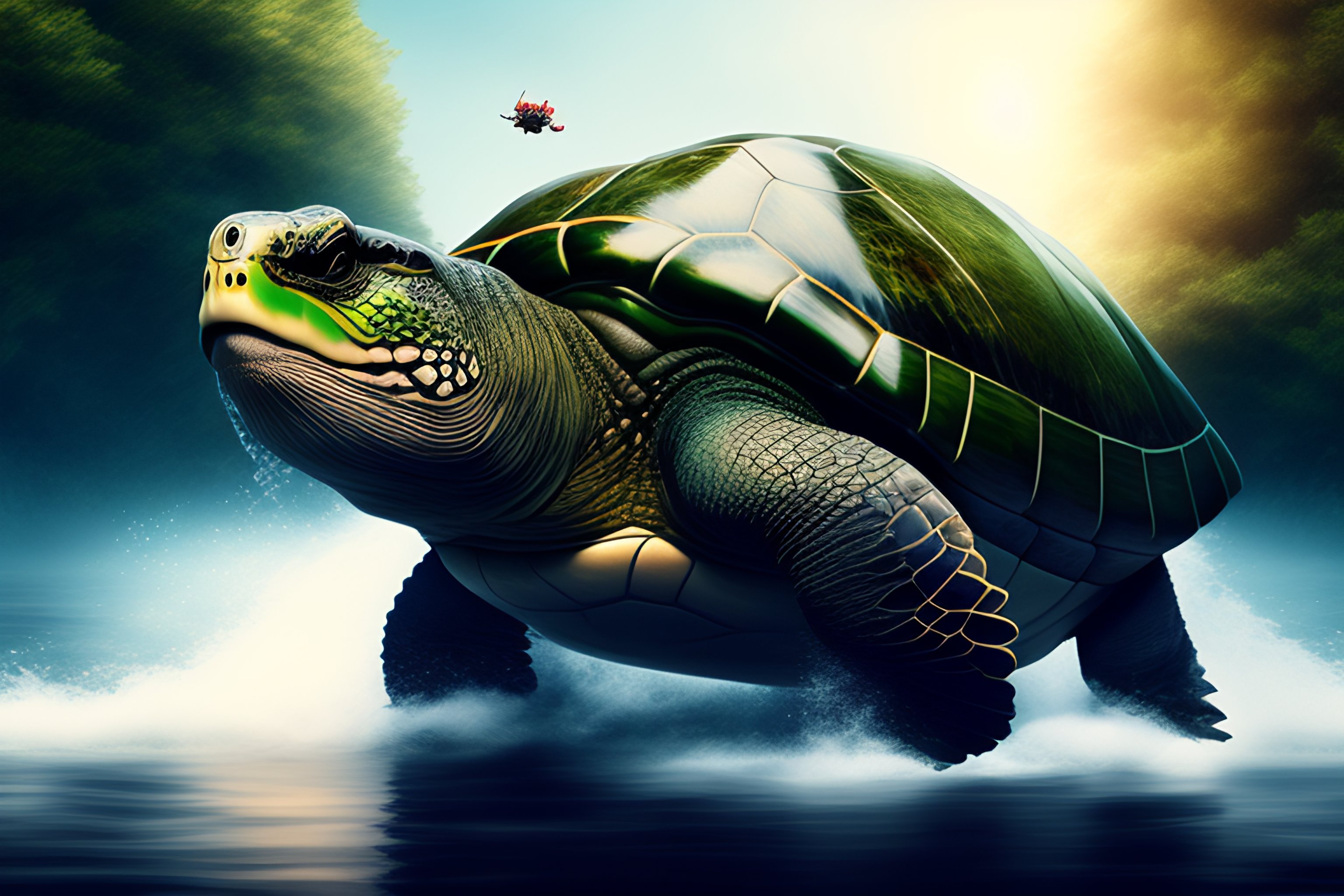 Lexica - Giant turtle fighting godzilla