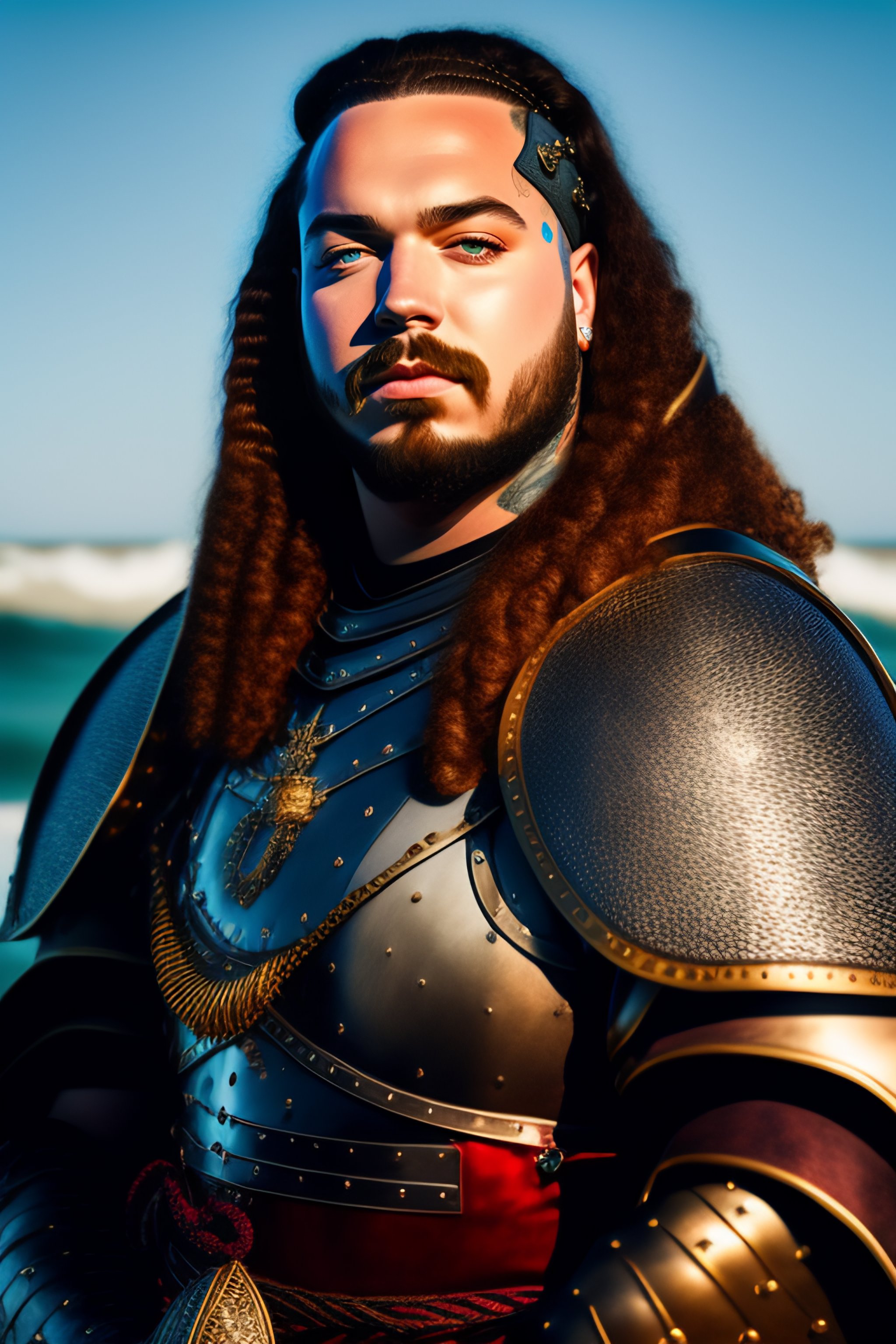 Lexica - A portrait image of post malone with face tattoos in medival ...