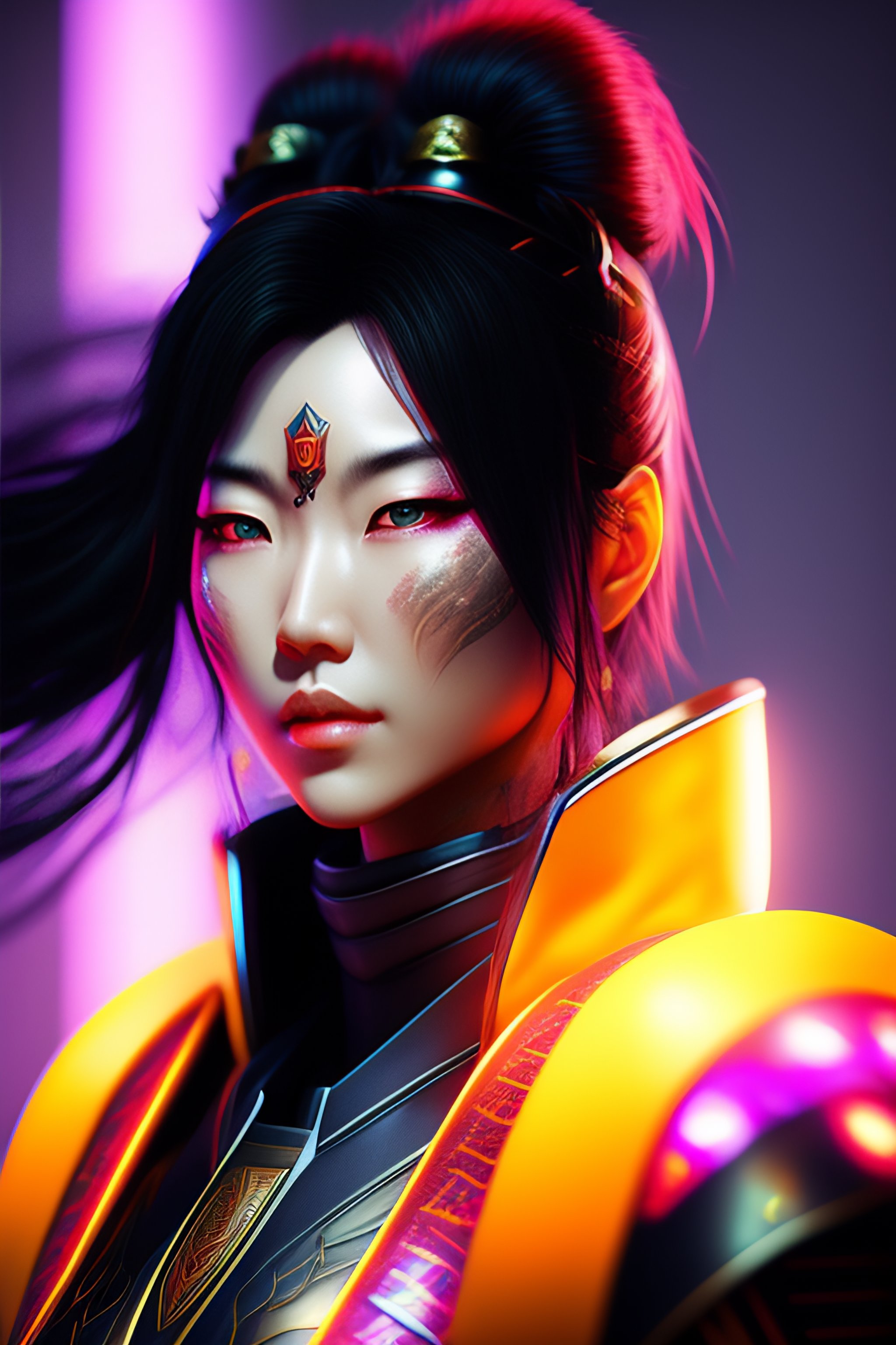 Lexica - A japanese female warrior, cyberpunk, fullmoon background ...